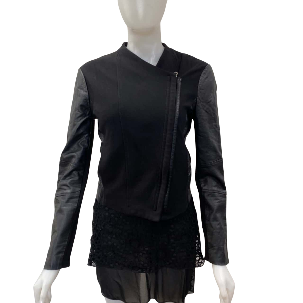 Witchery Womens Size 10 Biker Jacket / Front Zipper Black (s)