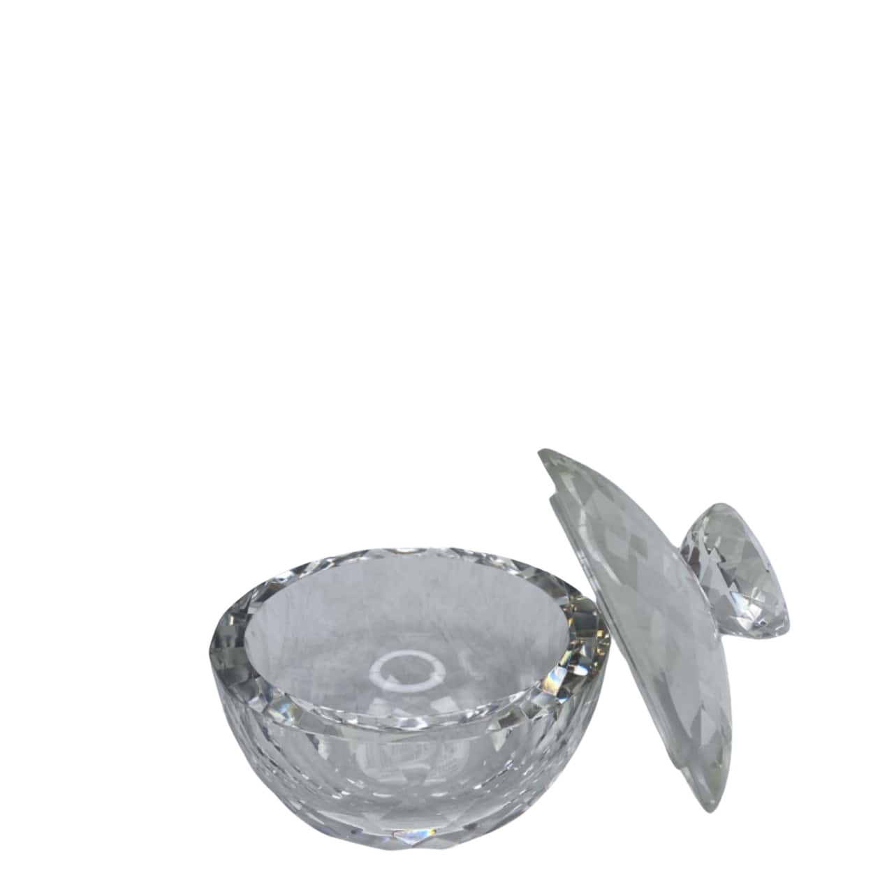 Pretty Cut Glass Trinket Box 8 cm