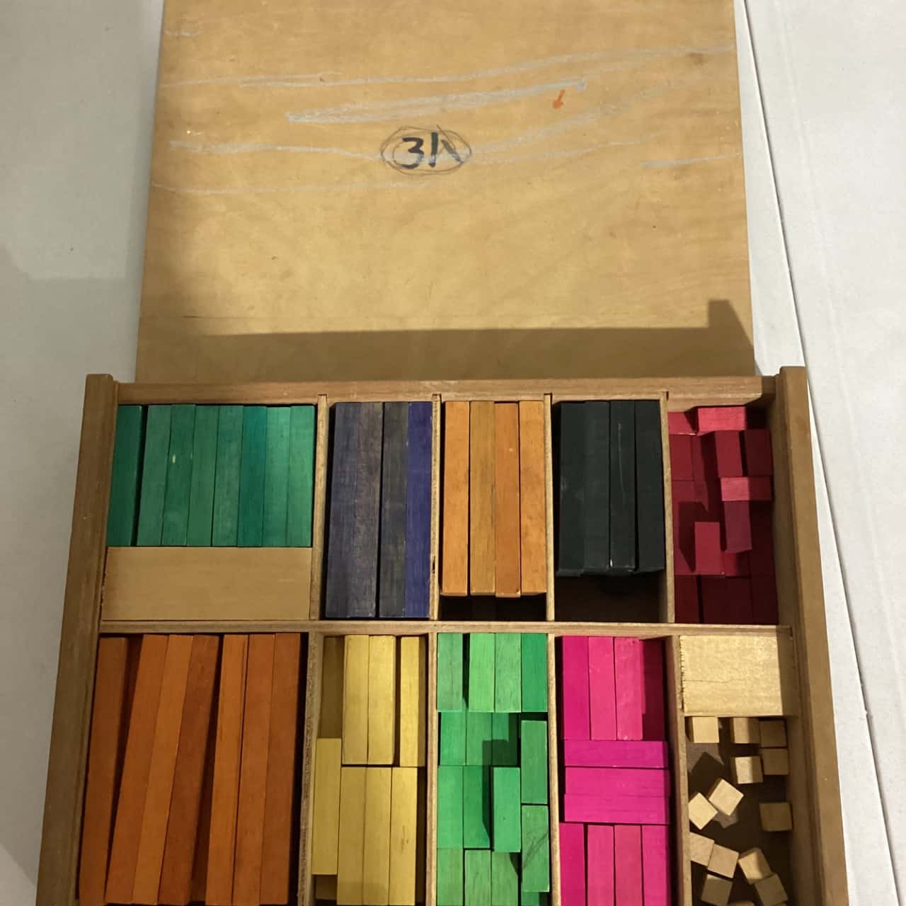 Vintage Wooden Number Counting Rods in Box(s)