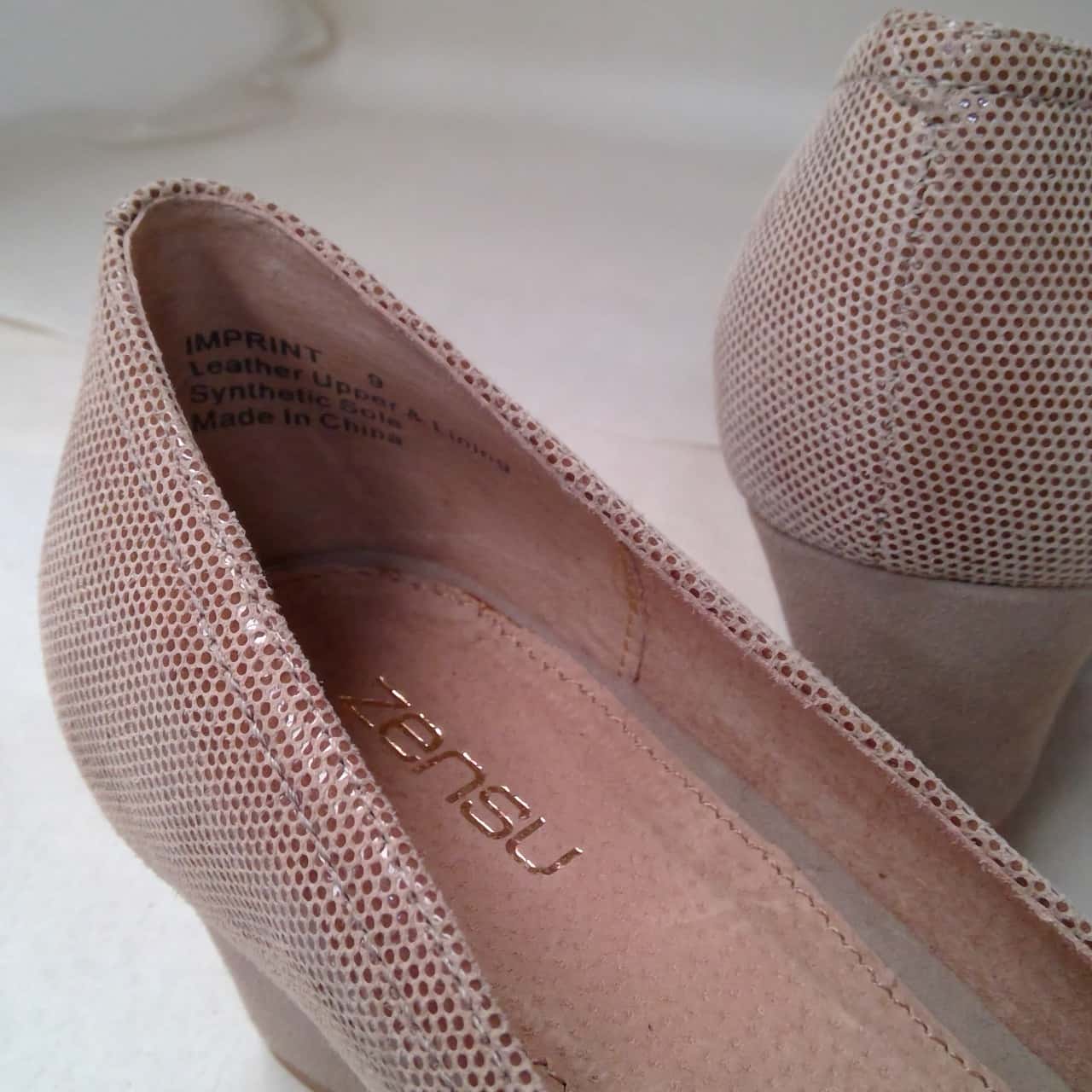 Zensu Women's Low Wedge Shoe Beige Size 9 (s)