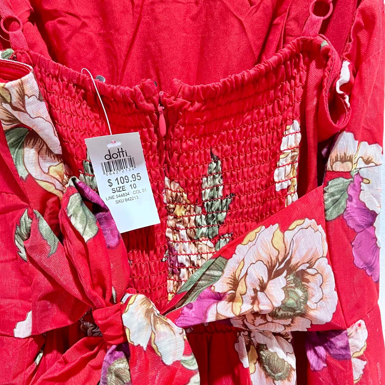 Dotti Womens Size 10 Midi Dress / Shoestring Strap Dress Pattern / Red