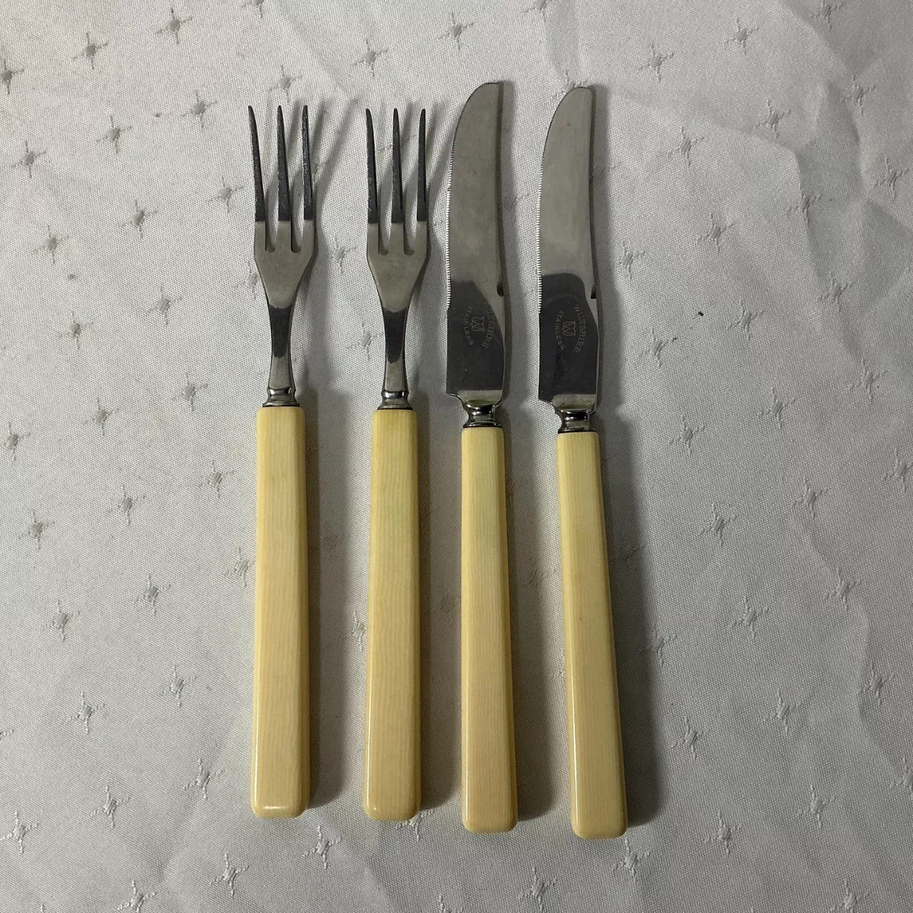 Wiltshire Stainless Steel Faux Bone Handle 2 x Knife & Fork Set (boxed ...