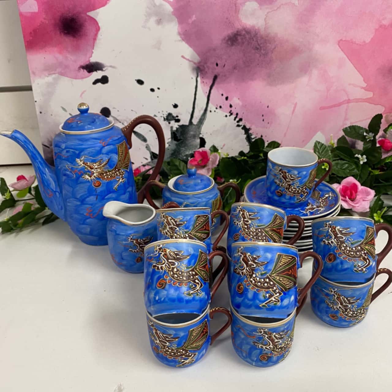 Japanese Moriage Dragonware Porcelain Tea Set 13pieces(s)