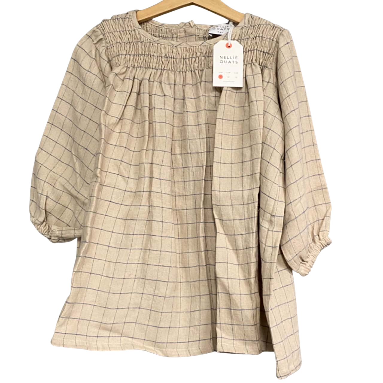Nellie Quats Kids Size 3 4 Dresses Skirts Checked Cream Blue NWT