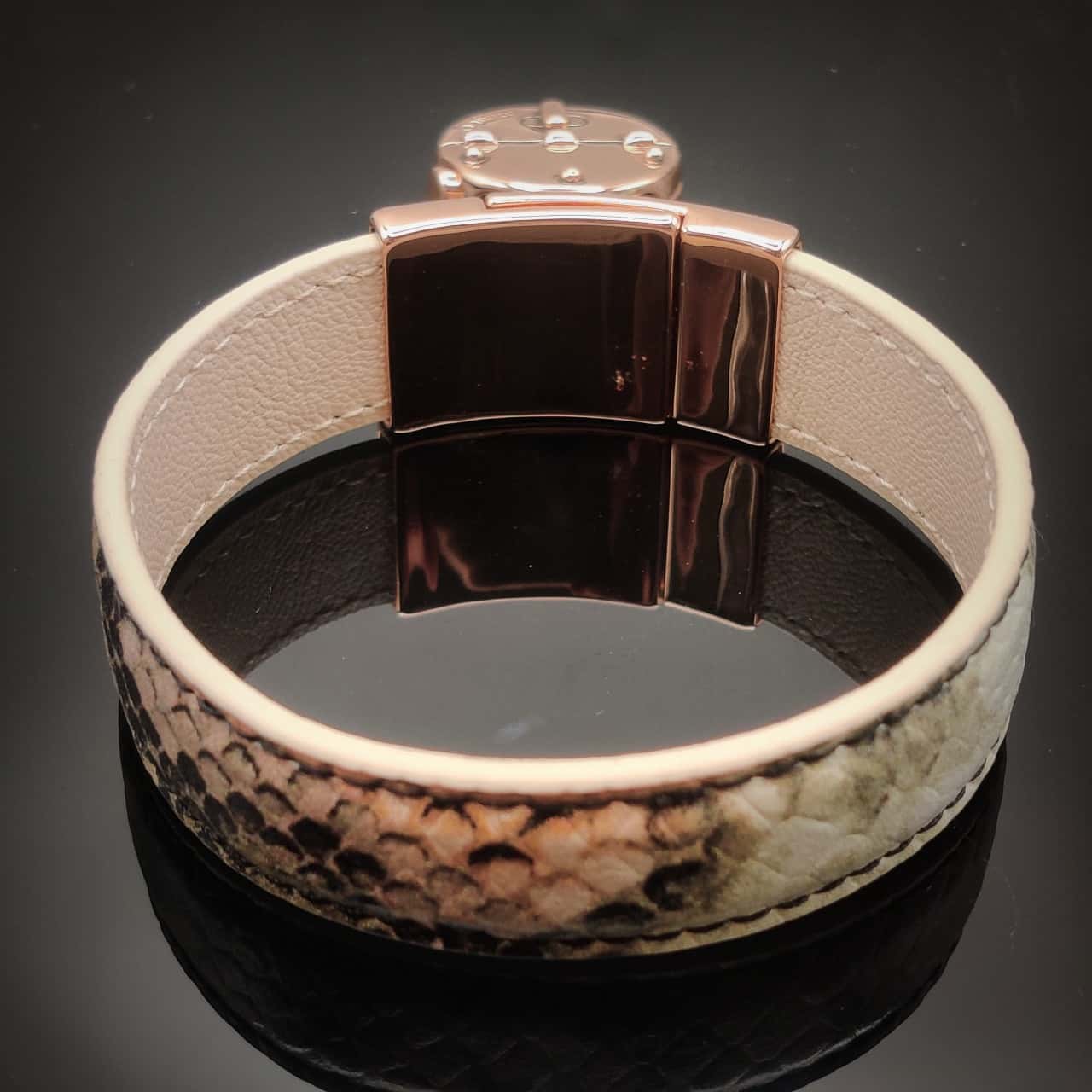 Perfect Gift Mimco Lock Bangle With Rose Tone Padlock & Snake Print ...