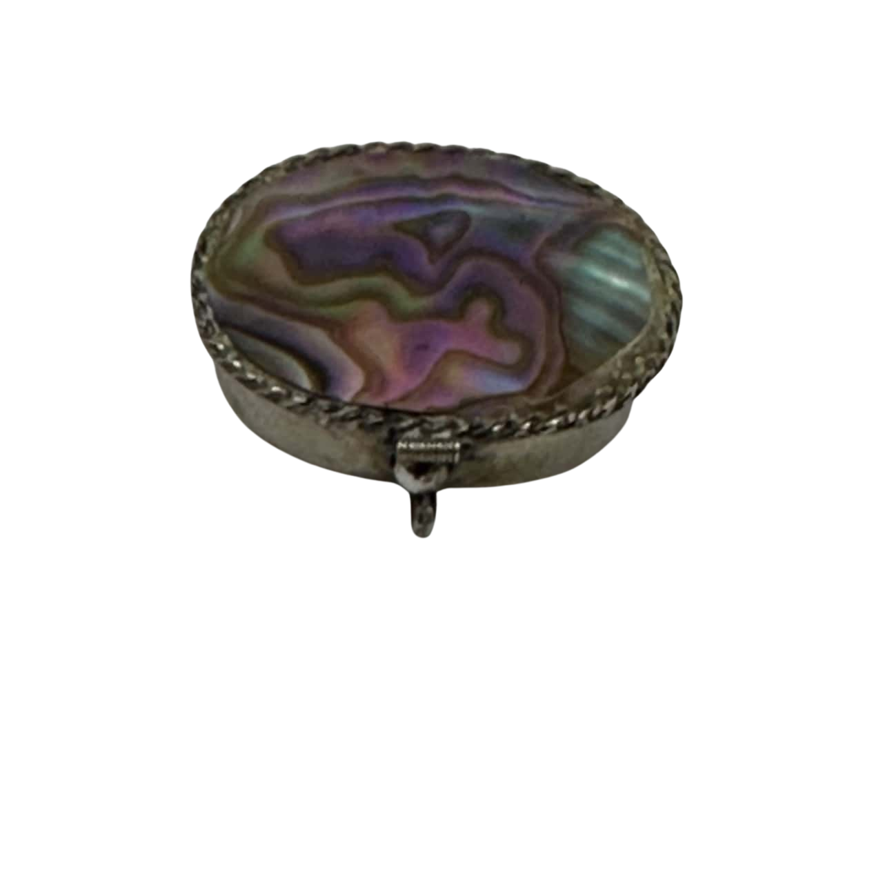 Tiny Trinket Box Mexico 925 Silver With Shell hinged Lid (s)