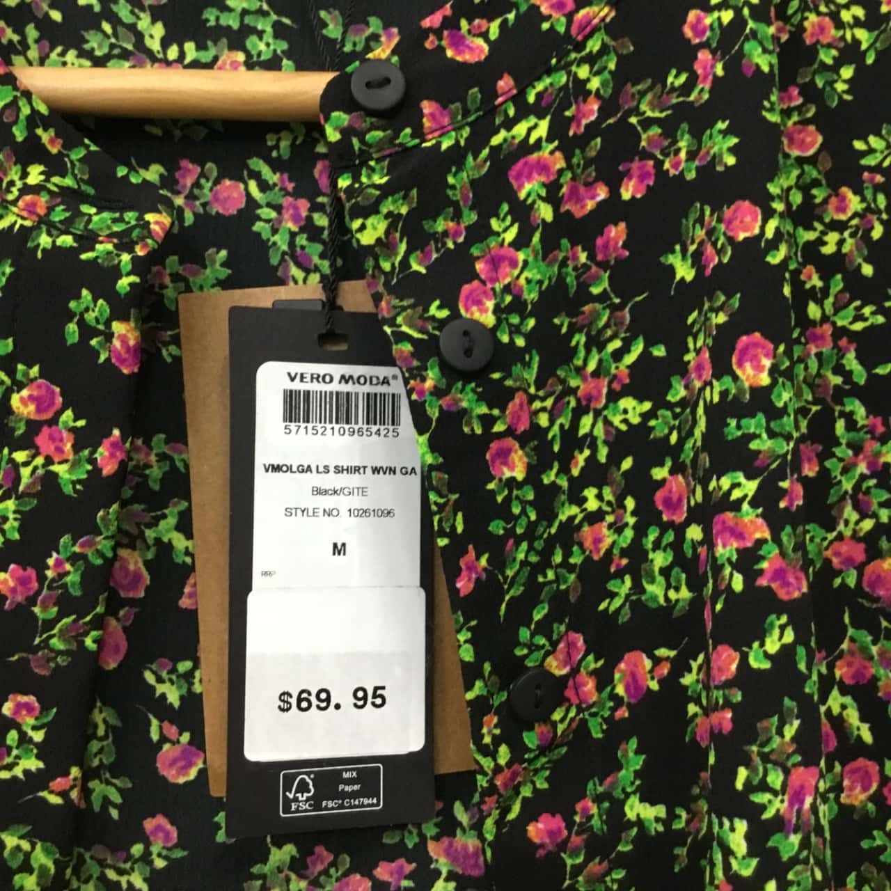 Vero Moda Size M Long Sleeve Floral shirt