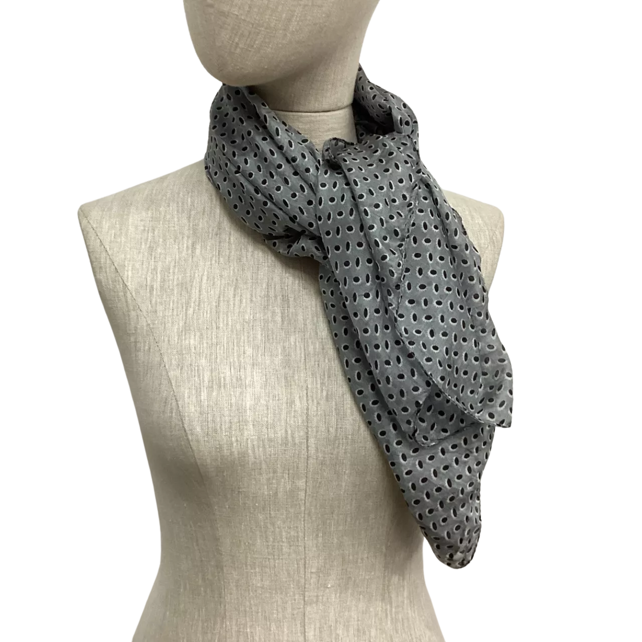 D/LUX 100% Silk Scarf Black / Grey - Used Very Good | Salvos Stores