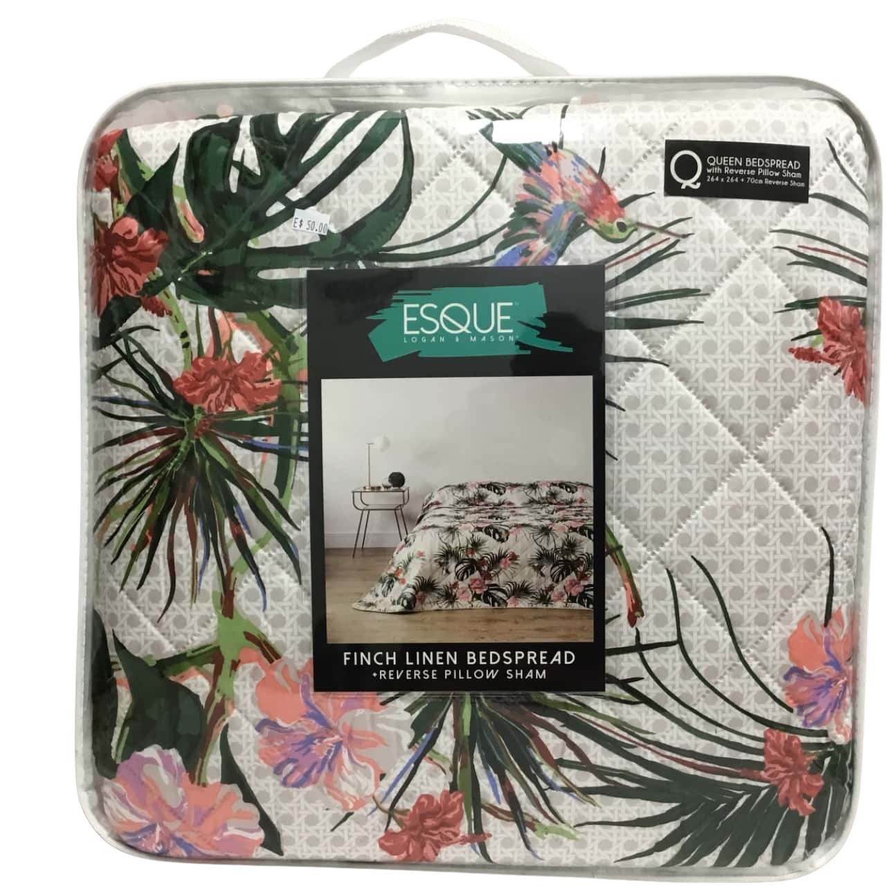 Esque Logan & Mason Finch Linen Bedspread + Reverse Pillow Sham(s)