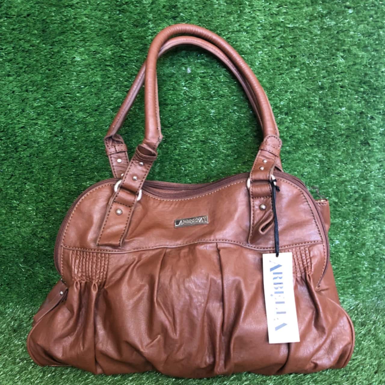Arbella Tan Double Zipped Handbag (New)(s)
