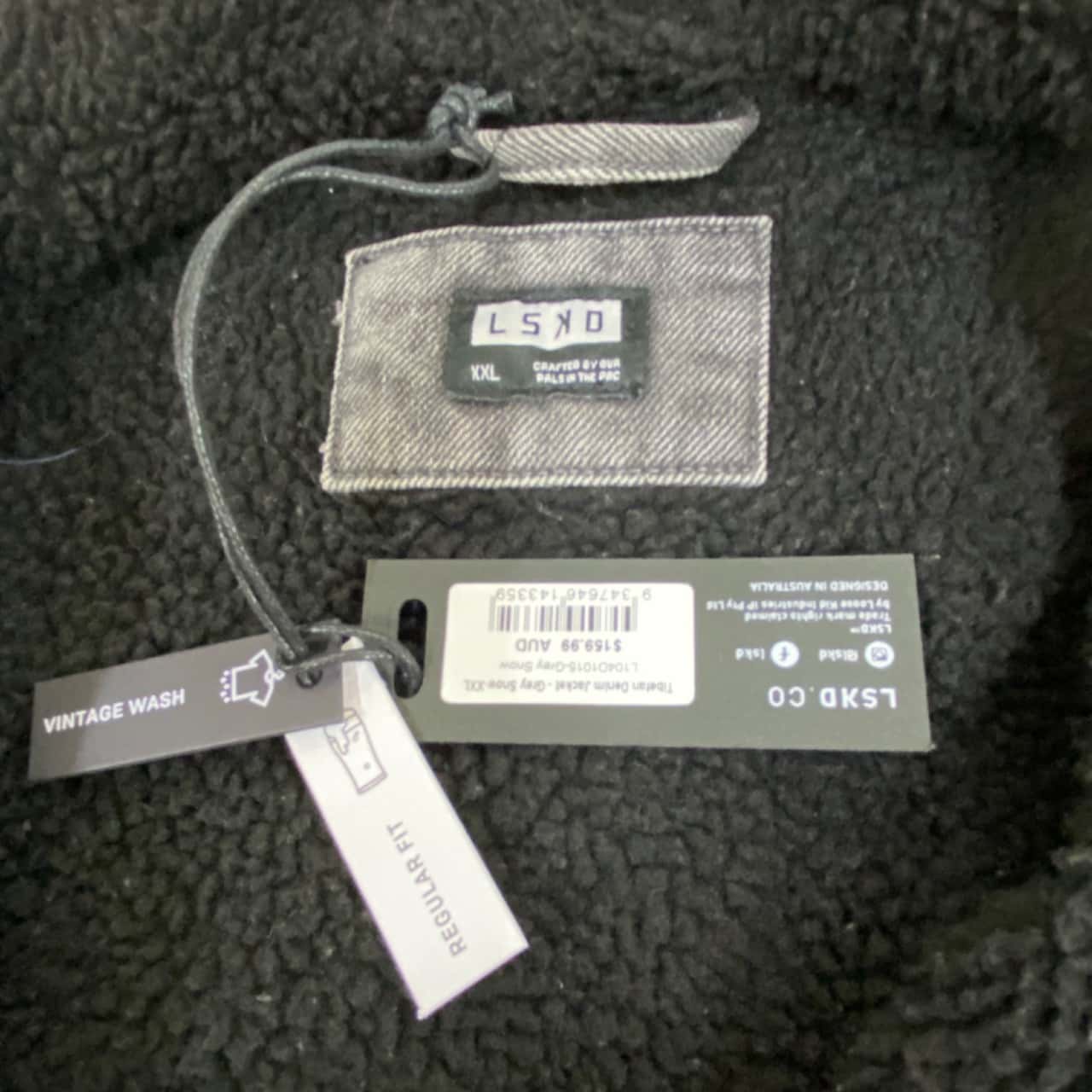 LSKD Mens Size XXL Denim Jacket Black