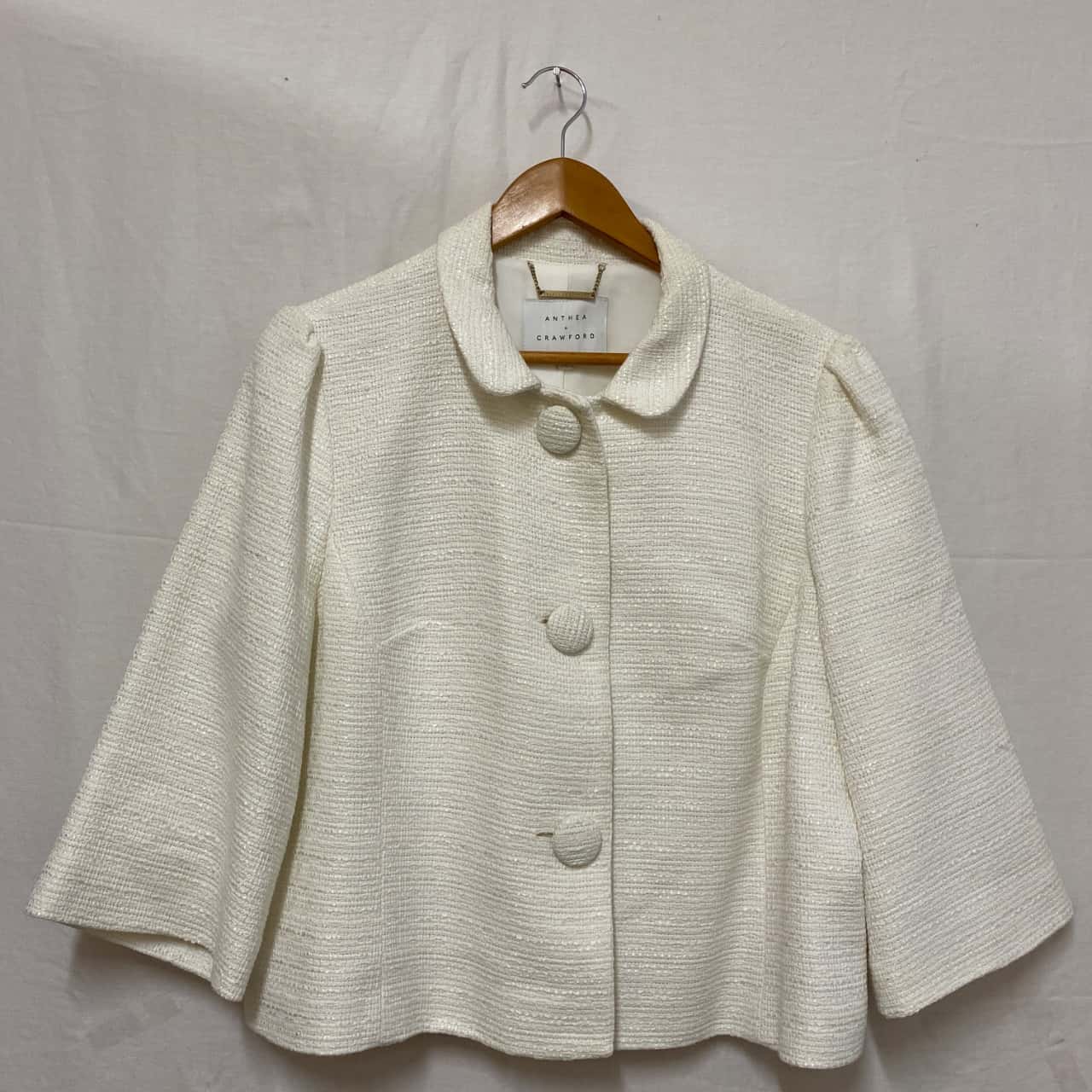 Anthea Crawford Women’s White Button Up Jacket, Size 16(s)