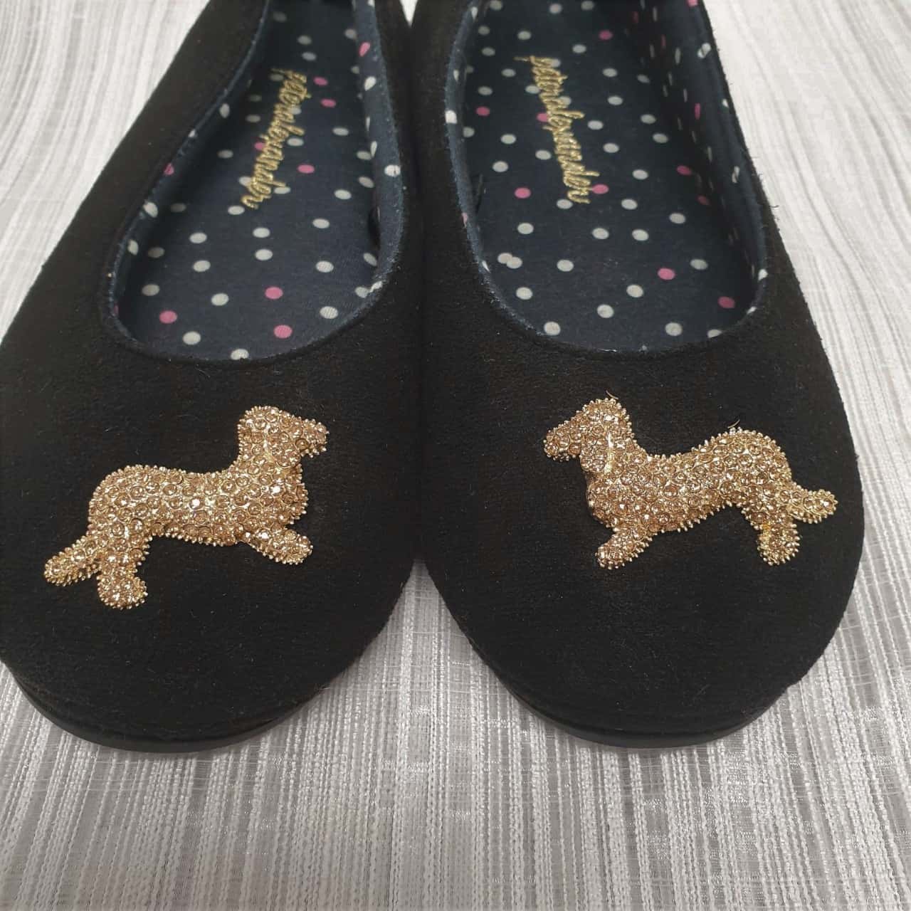 Peter Alexander Black Womens Couture Slippers / Shoes with Sparkle ...