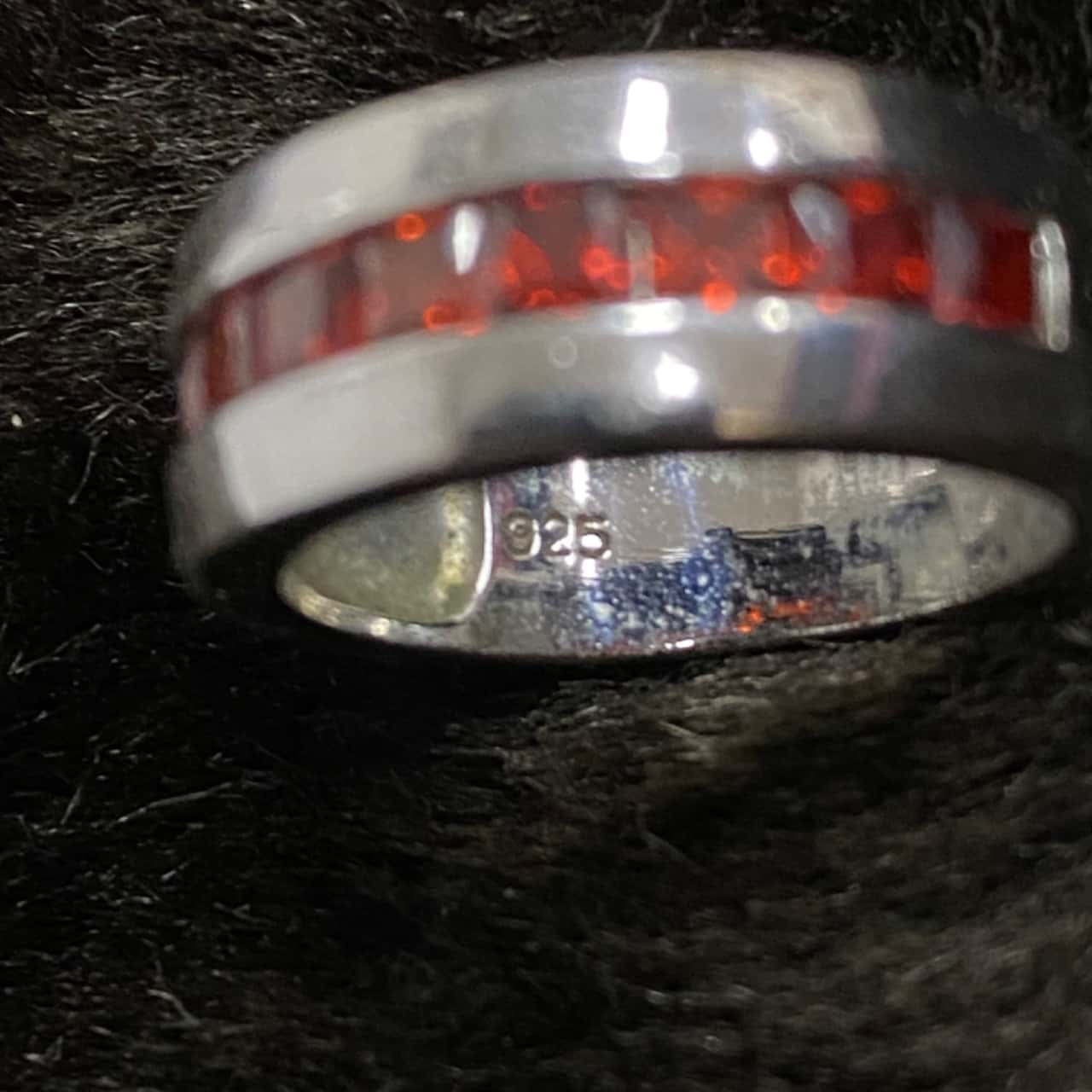 925 Silver and Red Crystal Ring