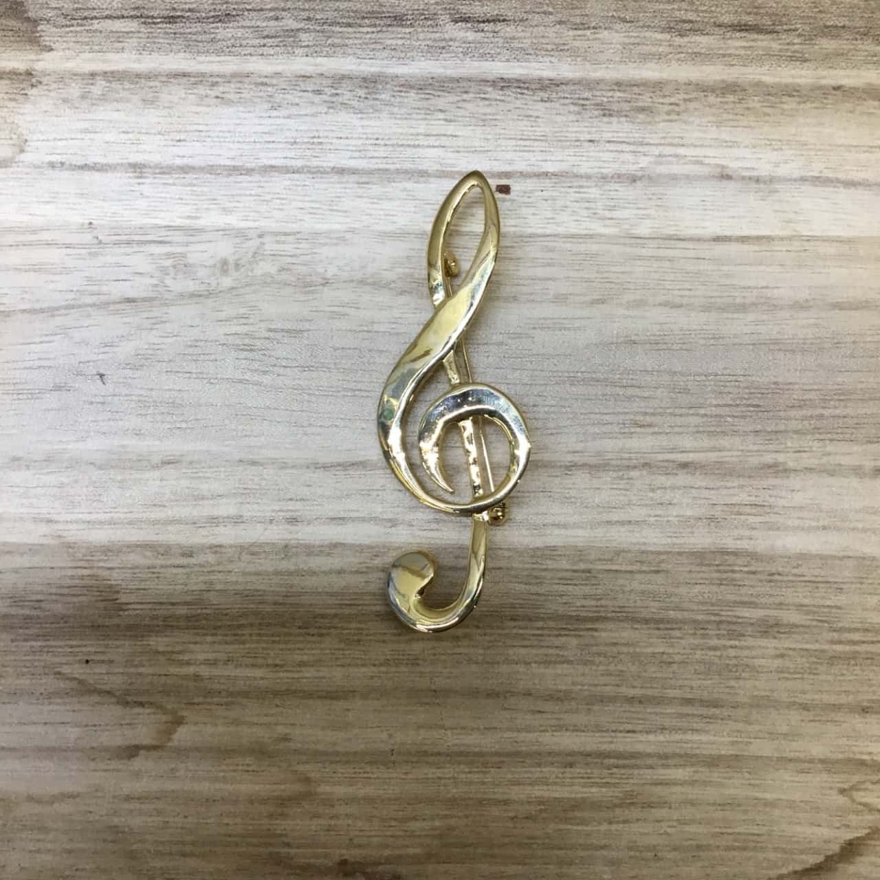 Unisex Treble Clef Brooch Gold (s)