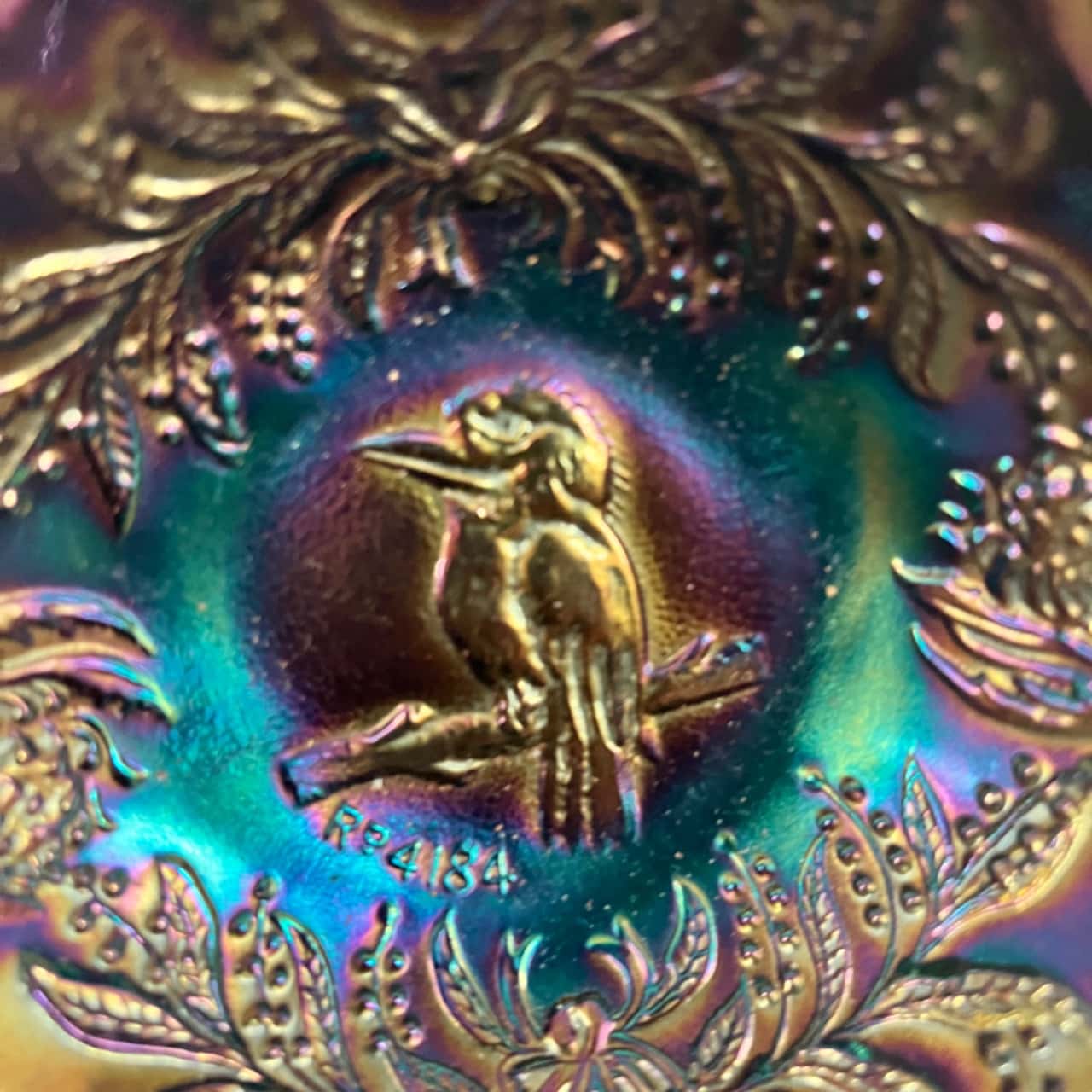 RARE Black Aust black amethyst glass nappy bowl Kookaburra variant rg ...