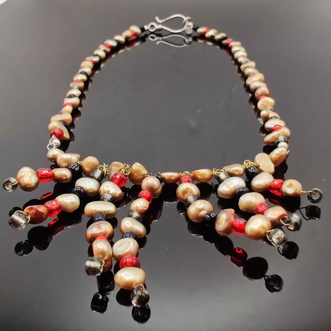 Unique & Stunning 42cm Real Freshwater Pearls Waterfall Necklace With ...