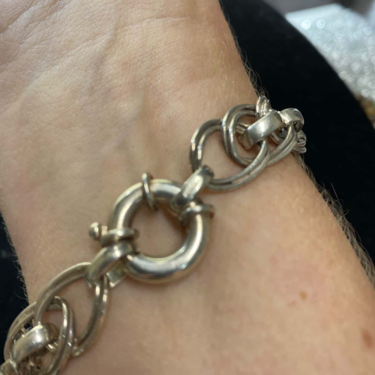 Italian Stamped Silver Interlocking Chain Bracelet (s)