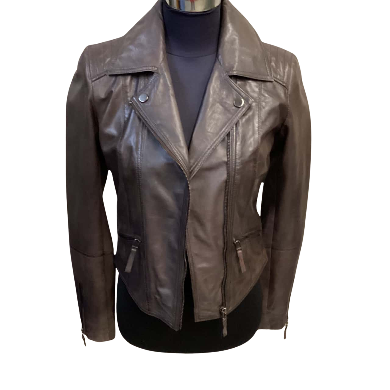 Fabiani Womens Size S Front Zipper / Leather Jacket Brown