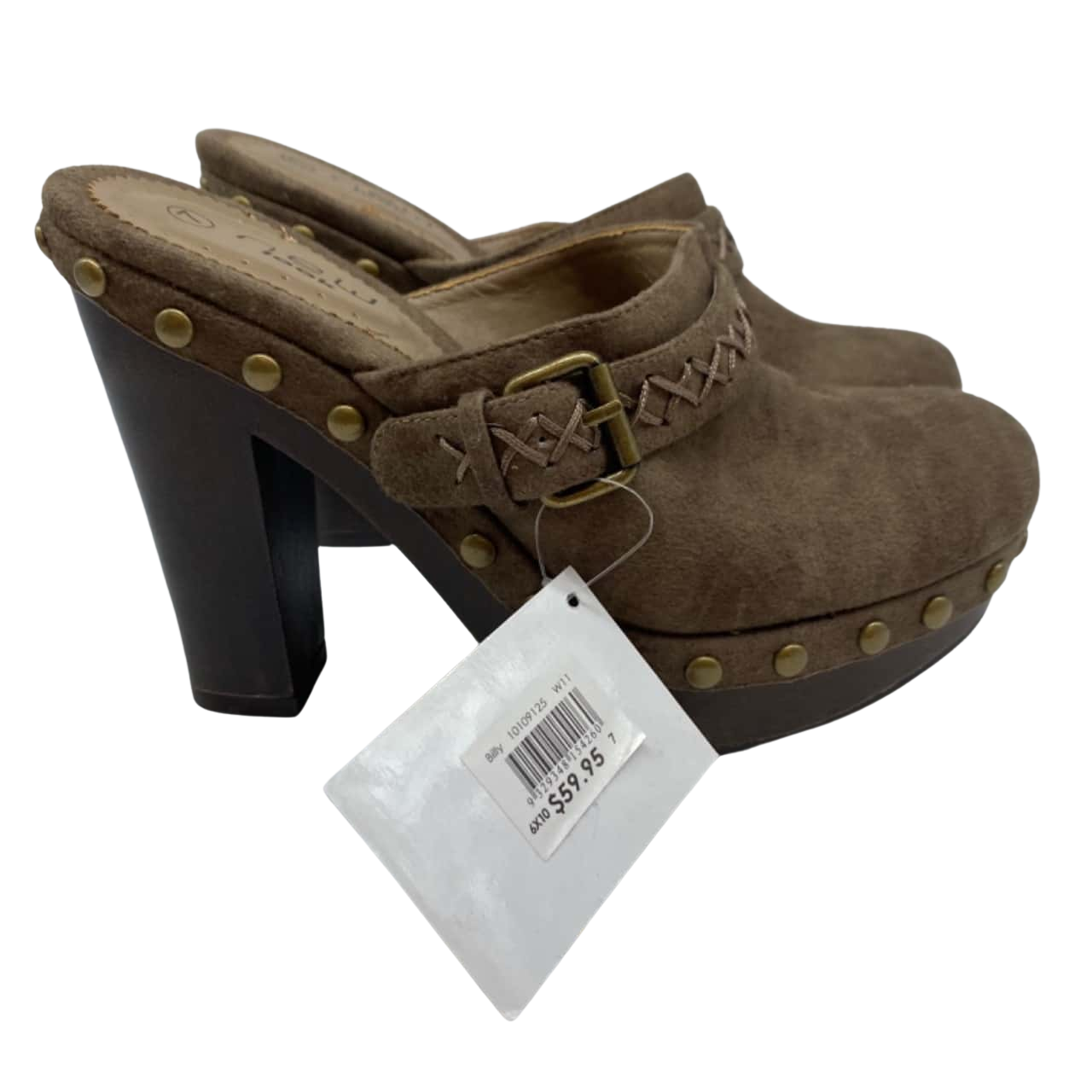 BNWT New Look Womens Size 7 Brown Heeled Clogs with Studded Side RRP ...