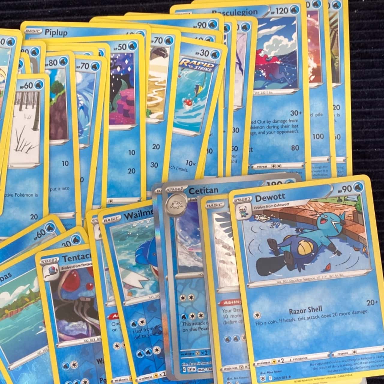 71 water type Pokémon cards