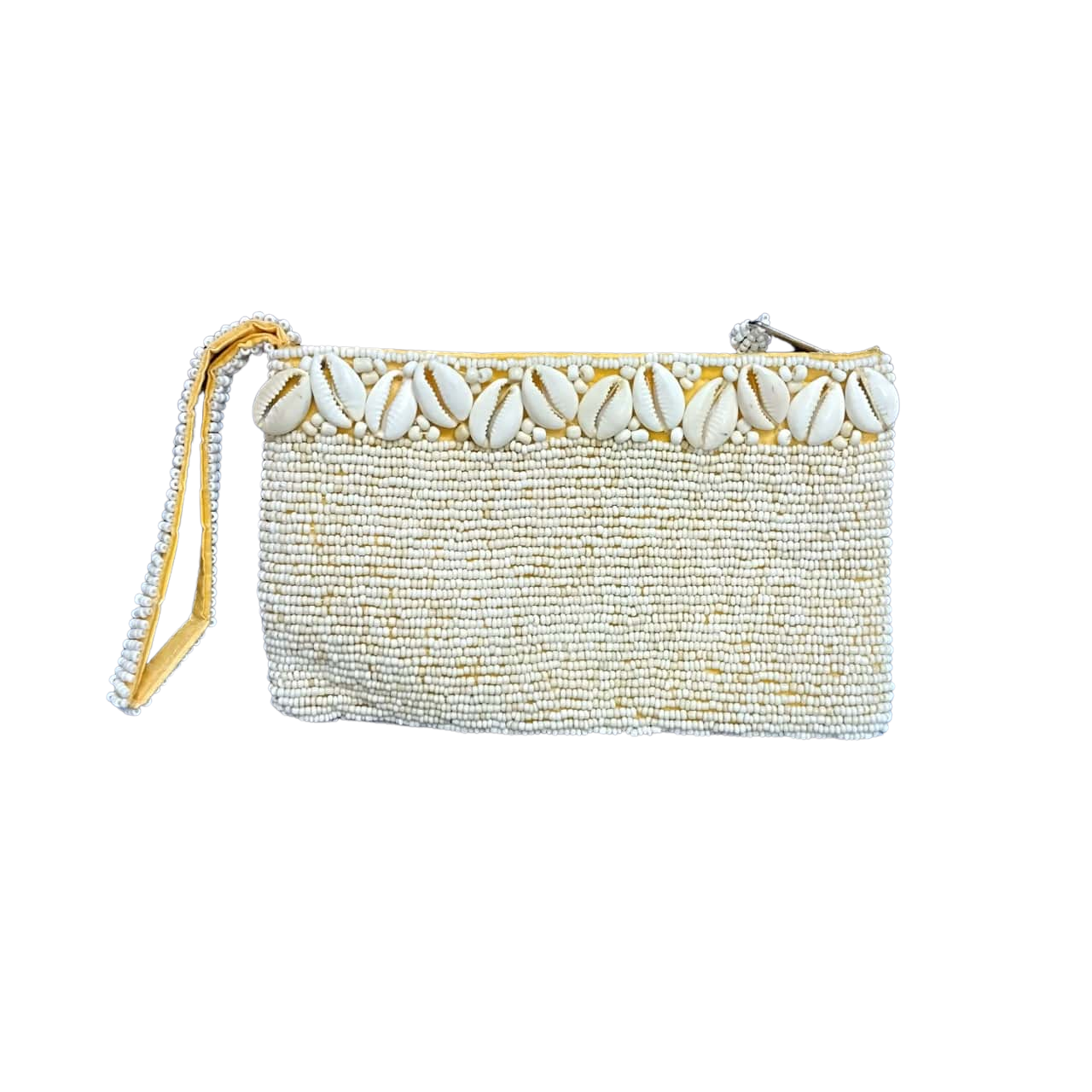 Hand Stitched Shell Clutch / Purse, Womens, White / Yellow Other