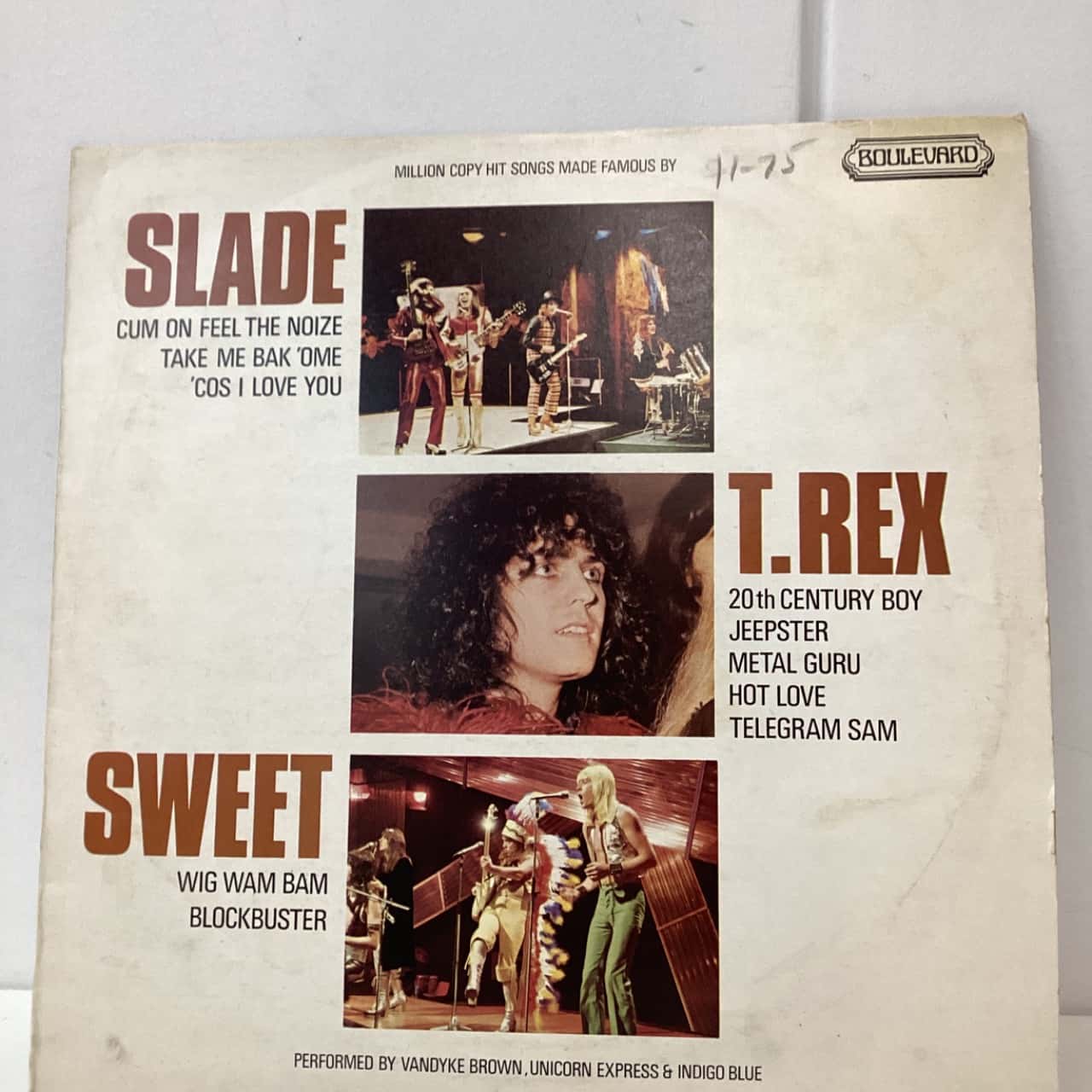 Million copy hit songs made famous by SLADE, T REX, SWEET(s)