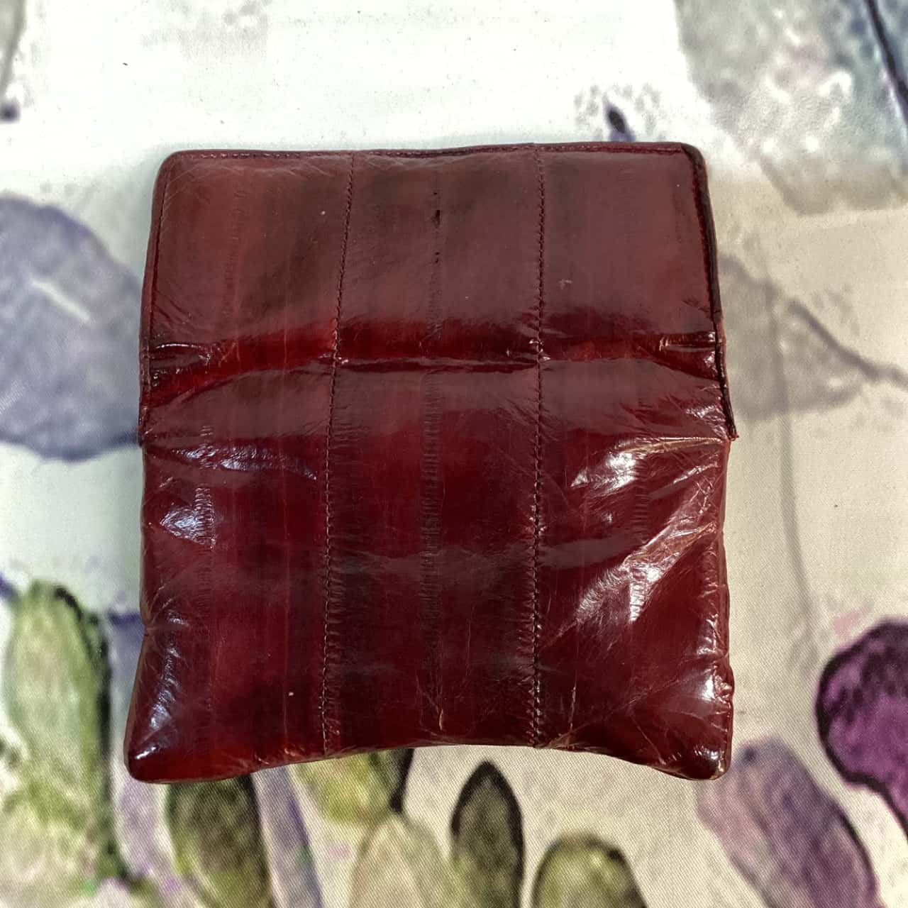 Made in Korea Womens Genuine Eel Skin Coin Purse Maroon