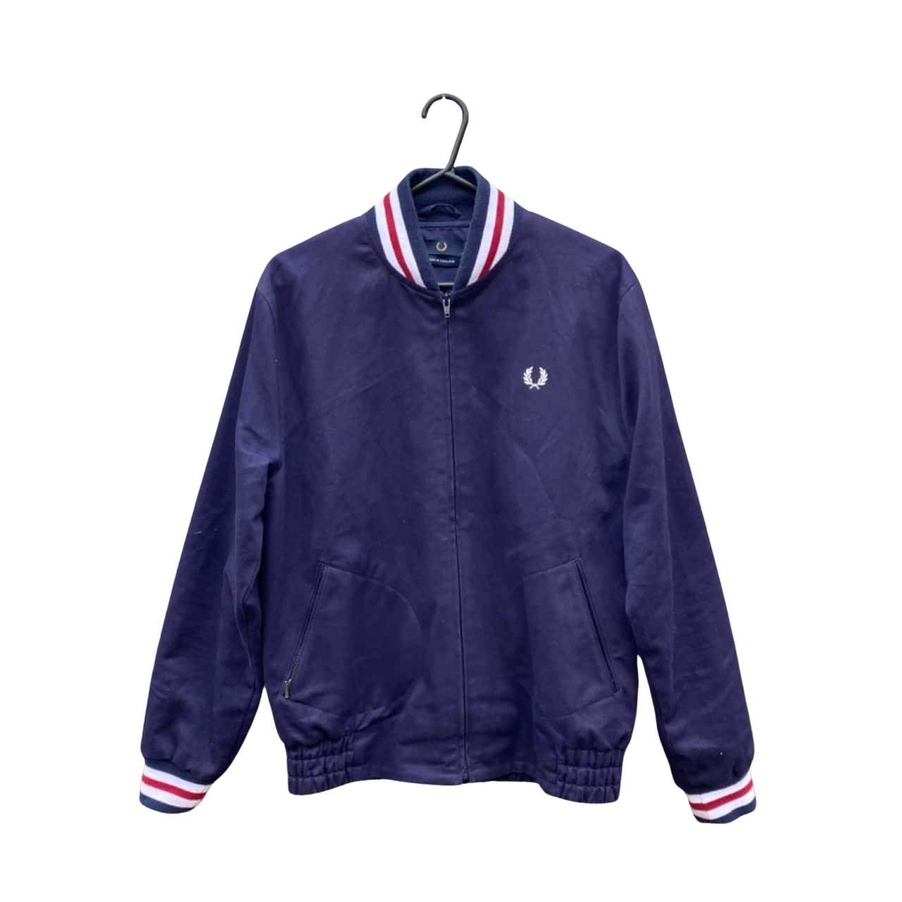 Mens Fred Perry Size M Front Zipper Jacket Navy Blue / Red / Striped ...