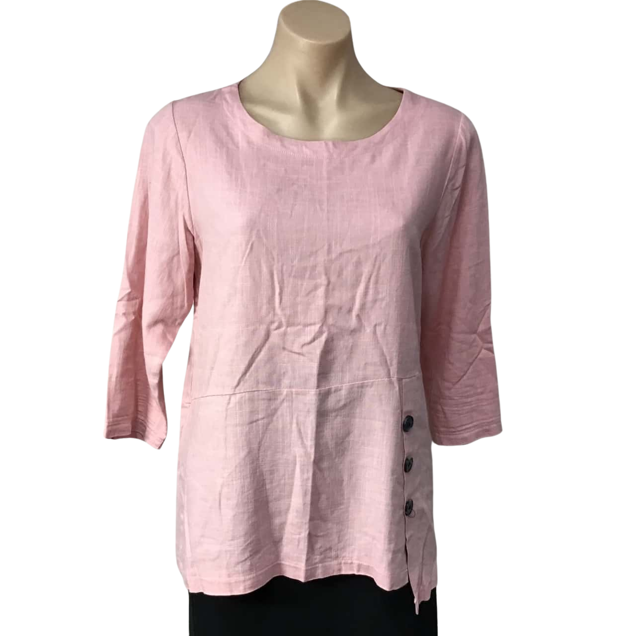 Ruby Rain Womens Size 10 Pale Pink Linen Blend 3/4 Sleeve Top (s)