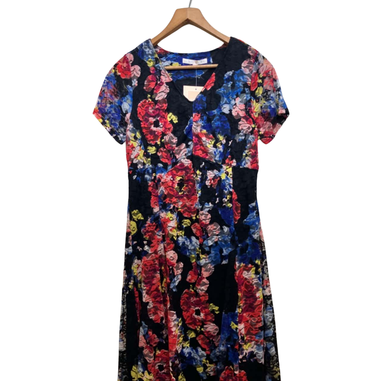 Noni B Womens Size S Floral Dress / Short Sleeve Dress Black / Blue ...