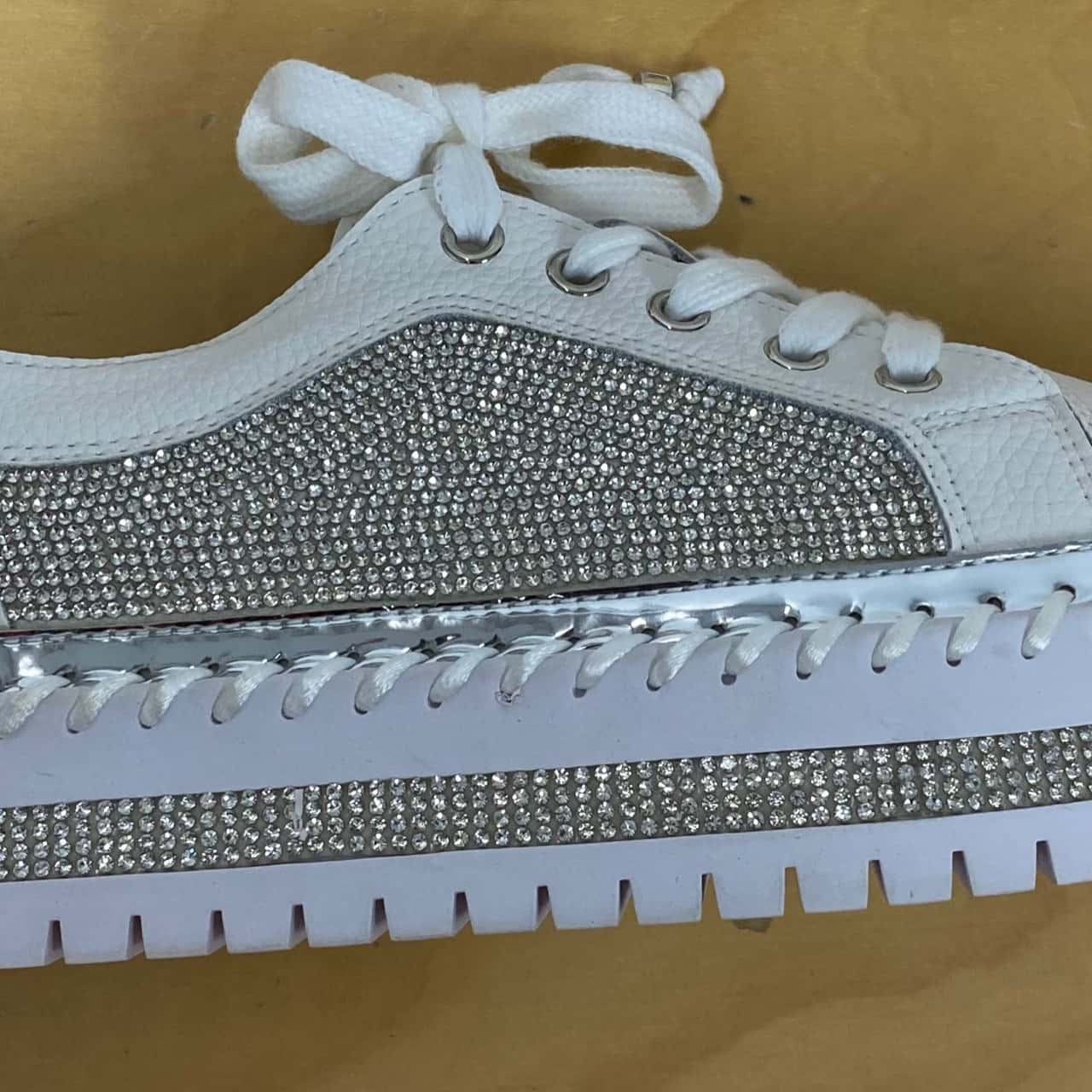 New Ameise Shani Platform Diamonte Shoes Size 39 White (s)