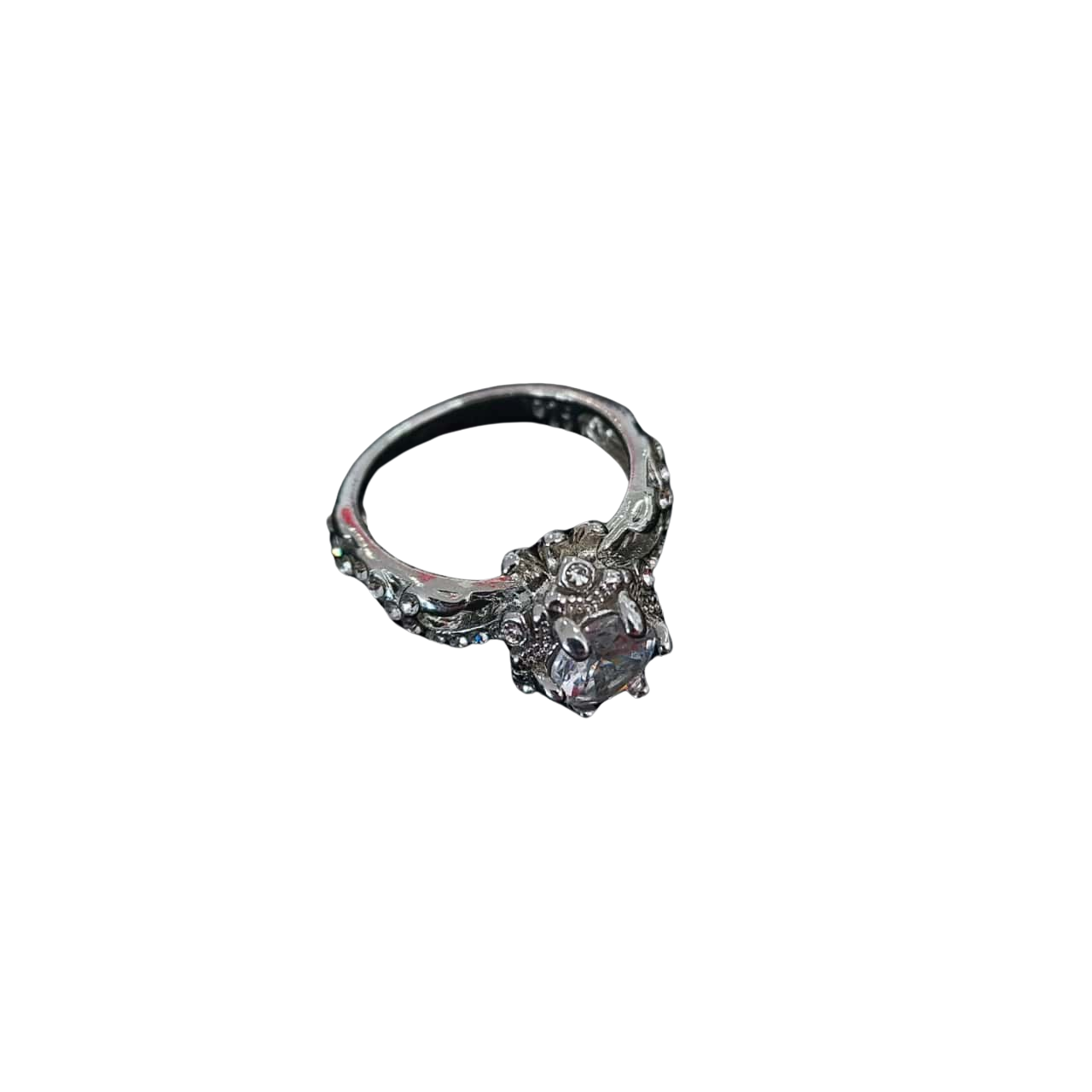 925 Victorian White Stone Silver Ring Antique Design 5g .925 Hallmark ...