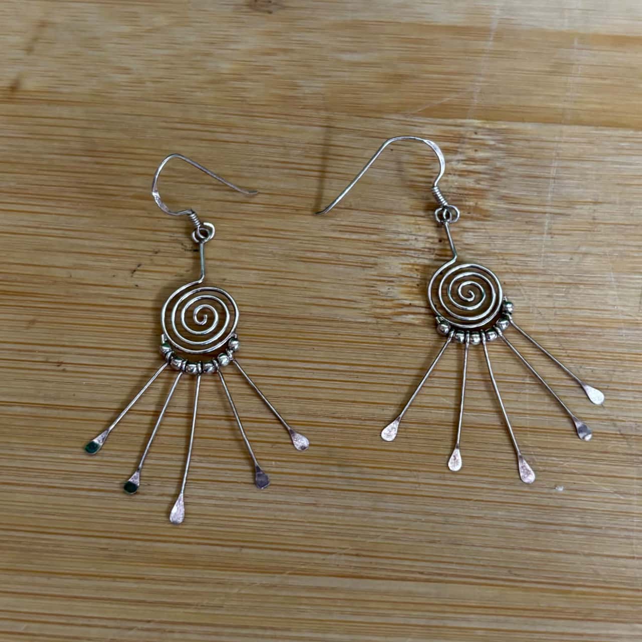 Aztec Style Silver Swirl Earrings (Stamped 925)