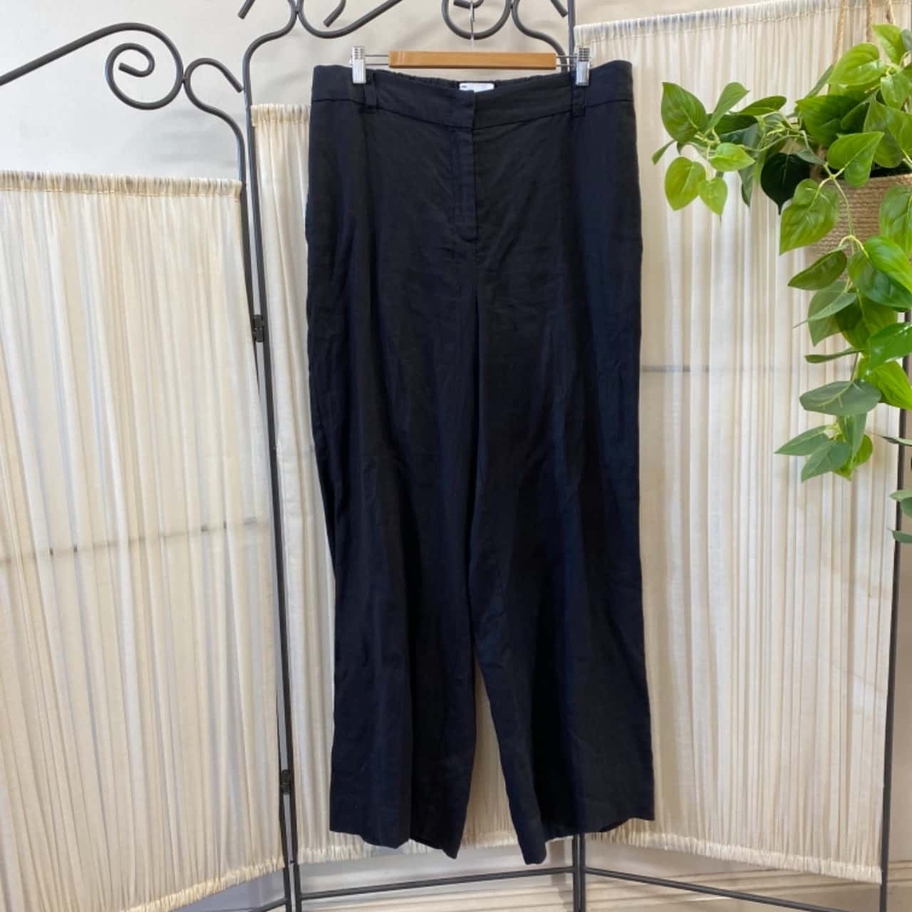 Commonry Women's Size 14 Wide Leg Black Linen Pant - New With Tags (s)