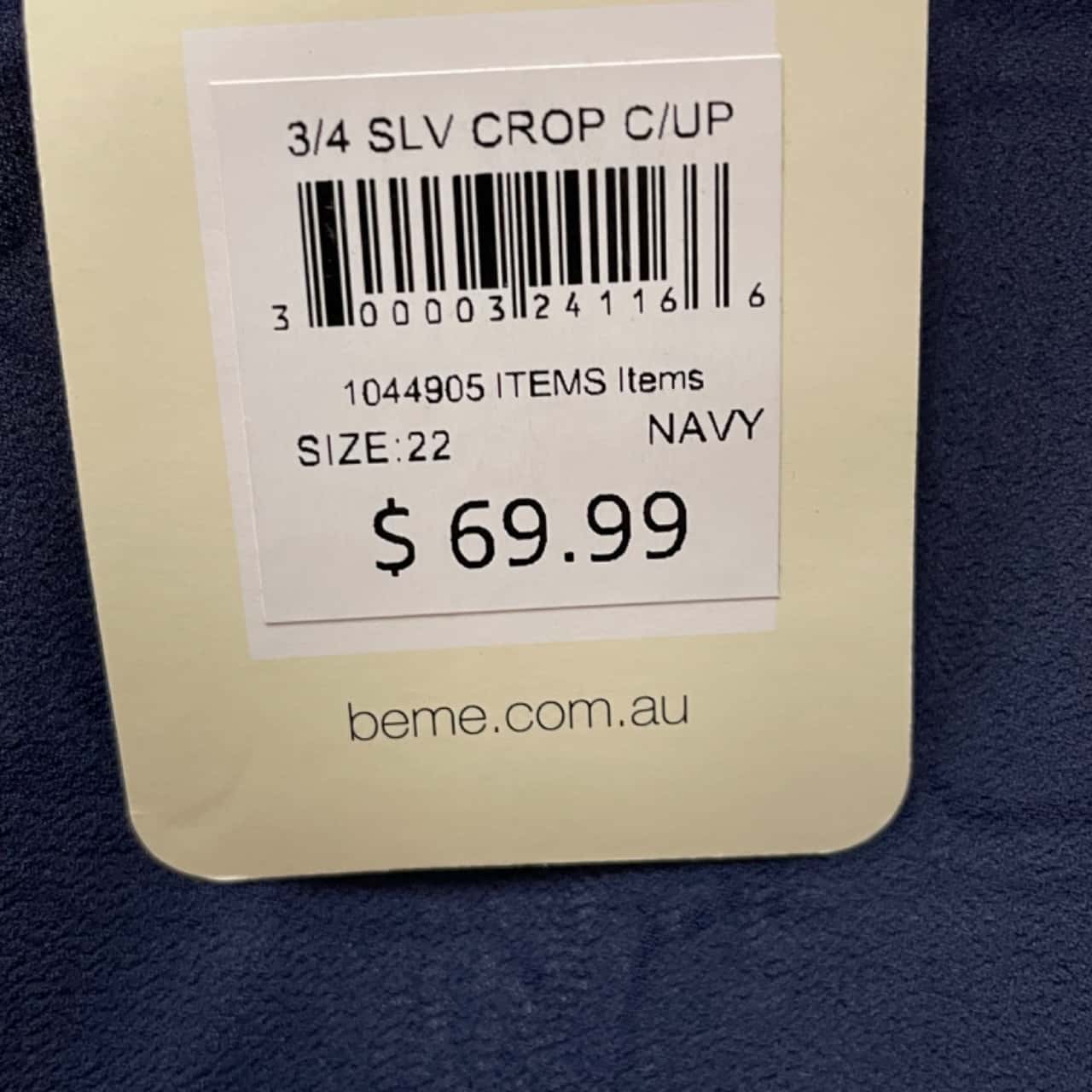 beme Womens Size 22 3/4 Sleeve Cober up Navy Blue (s)