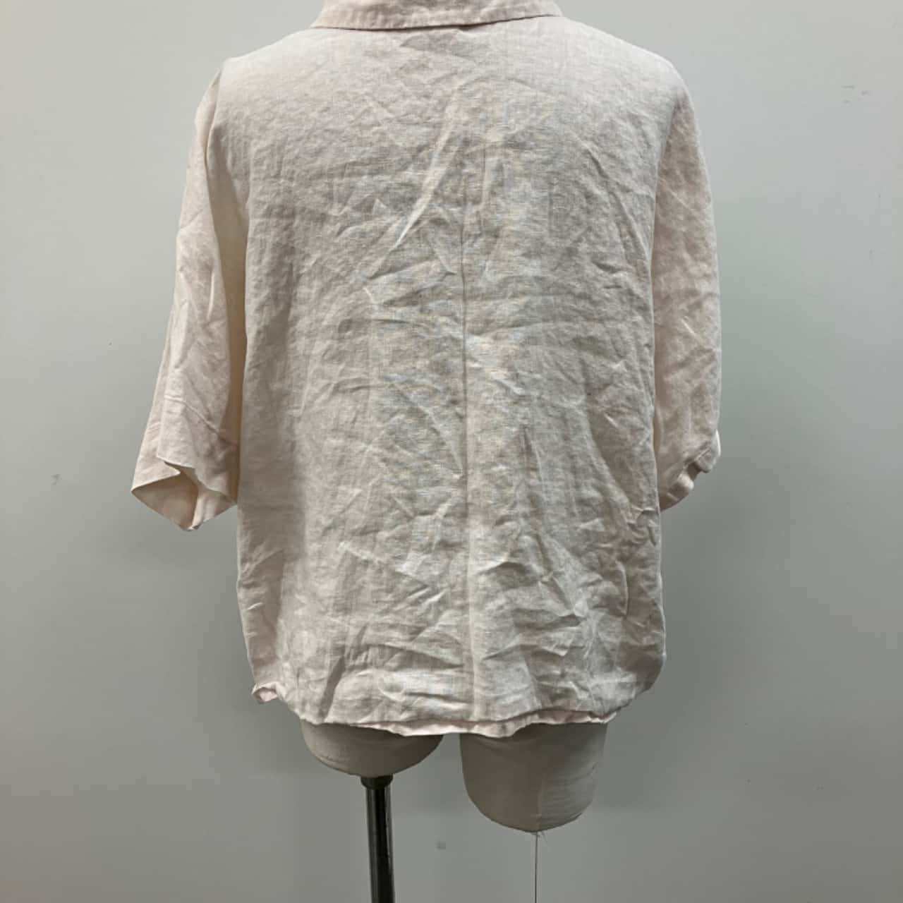 Gorman Womens Size 14 Linen Cropped Button Up Shirt S