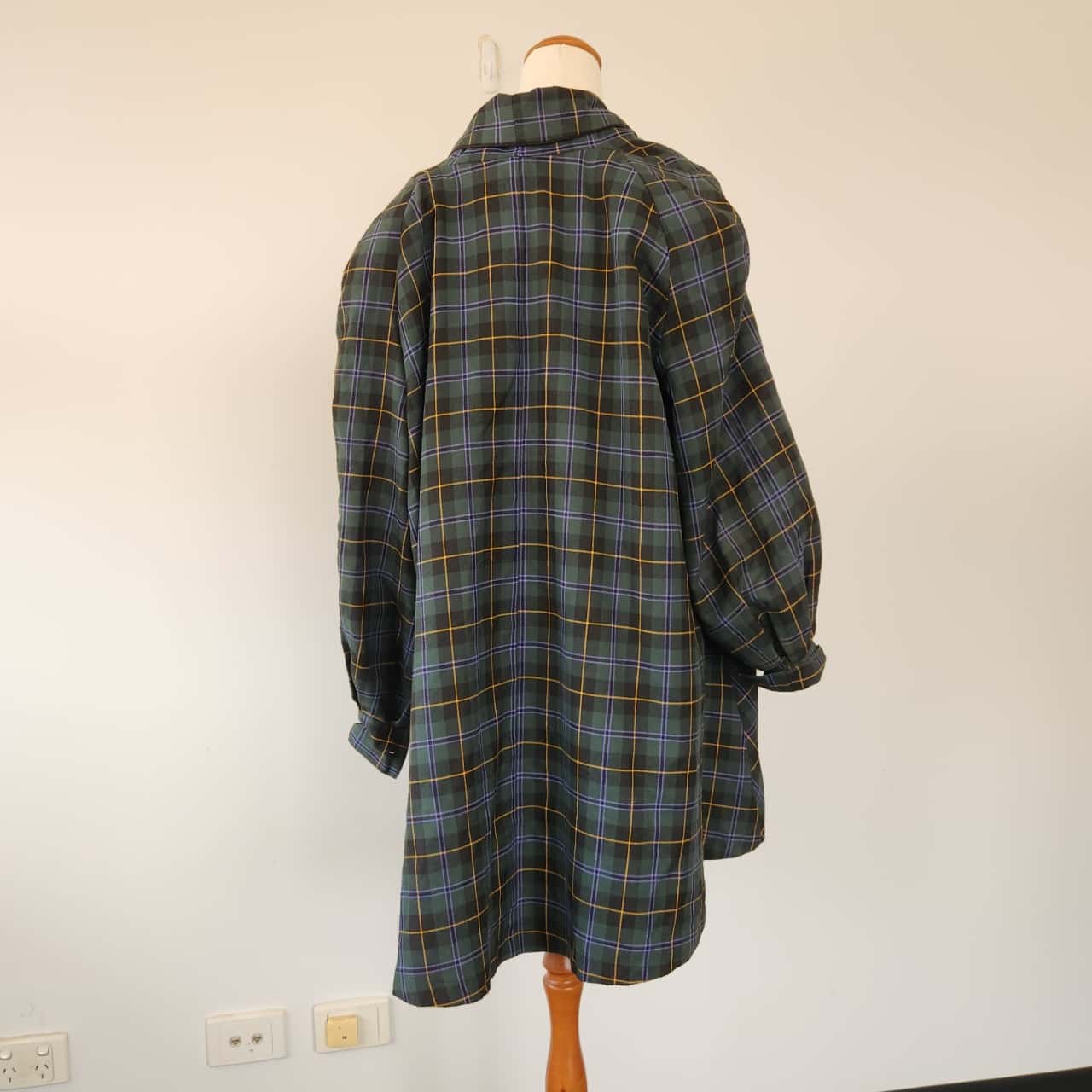 Vintage Nicole Earth Green Checked Coat Jacket Size 10/M