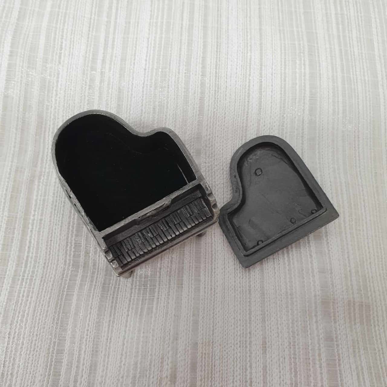 Super Cute Pewter Tone Piano Style Trinket Box With Padded Look /Lid ...