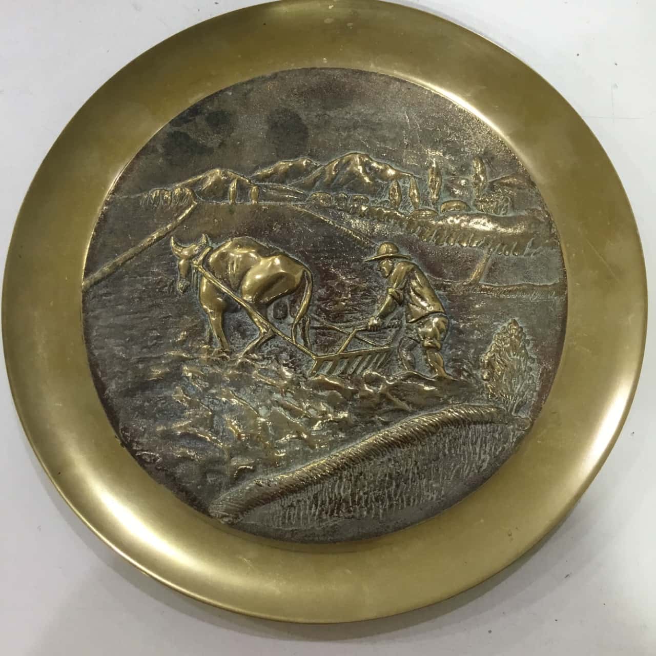 Vintage Brass Relief Plate