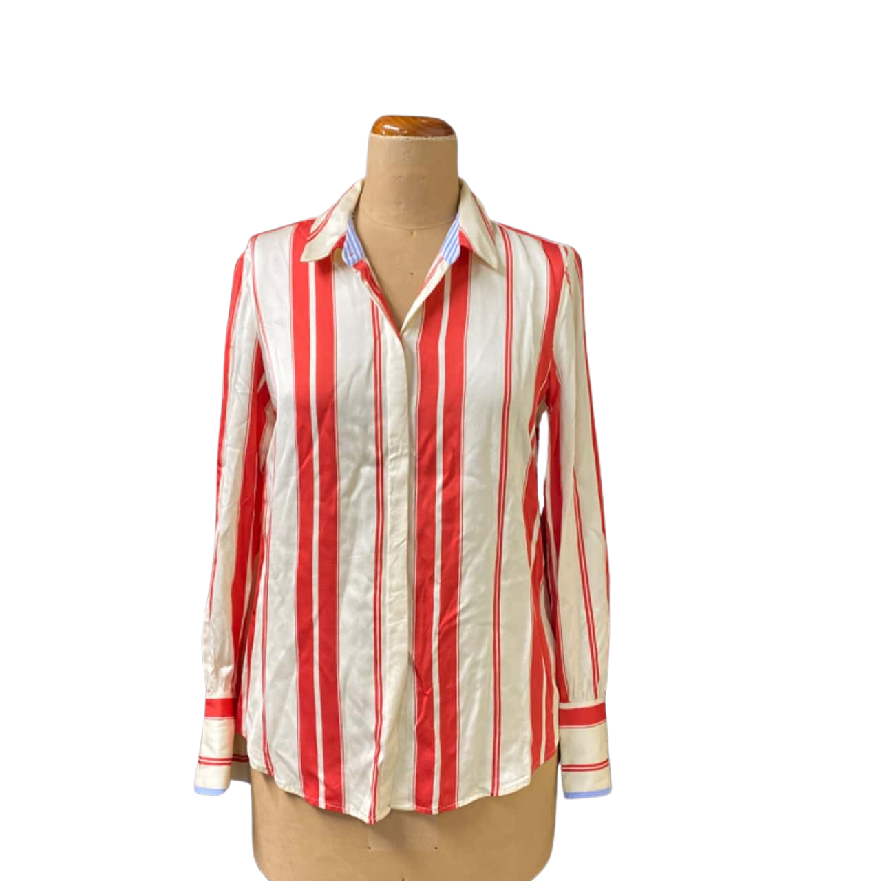 Maison Scotch Womens Ivory And Red Striped Button Through Shirt Size S(s)