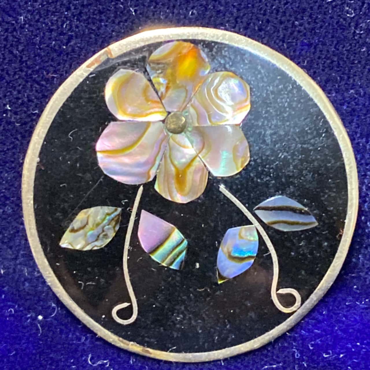 Alpaca Silver Enamel & Paua Shell Brooch/ Pendant (s)