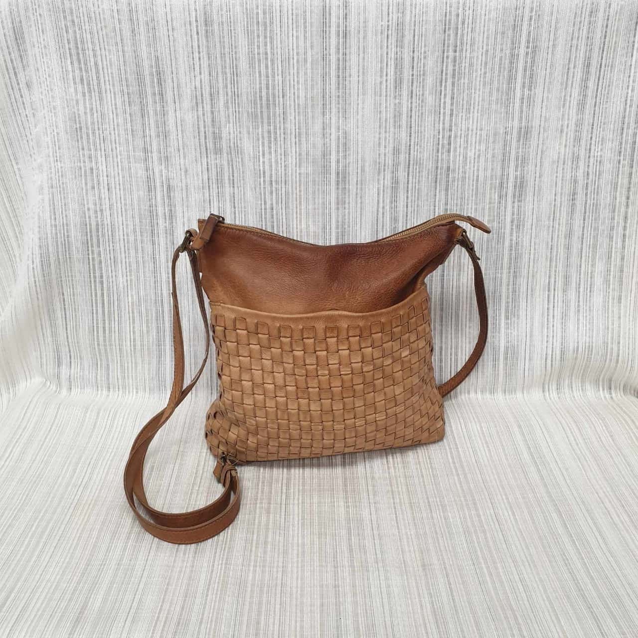 Colorado Super Smart Tan Basket Weave Front Pocket Detail Leather ...