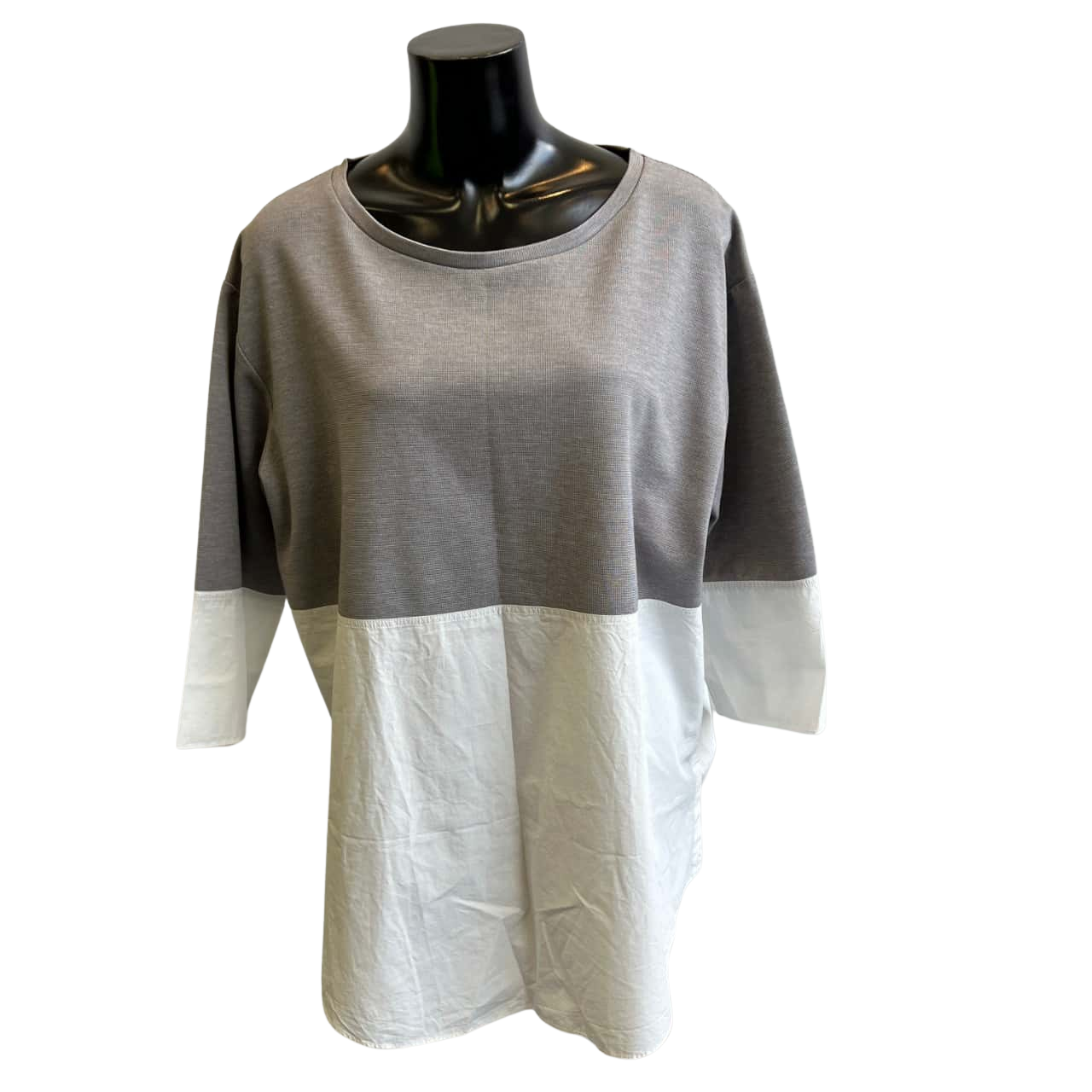 COS Womens Size L Half Sleeve Relaxed Fit Two Tone Tee Grey/White(s ...
