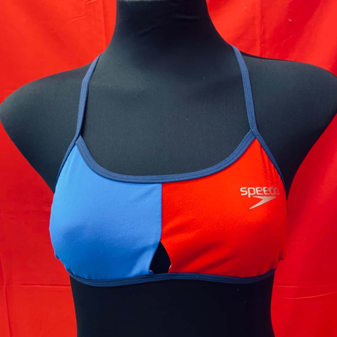 Speedo Womens Size 8 Blue / Red Tie Back Top