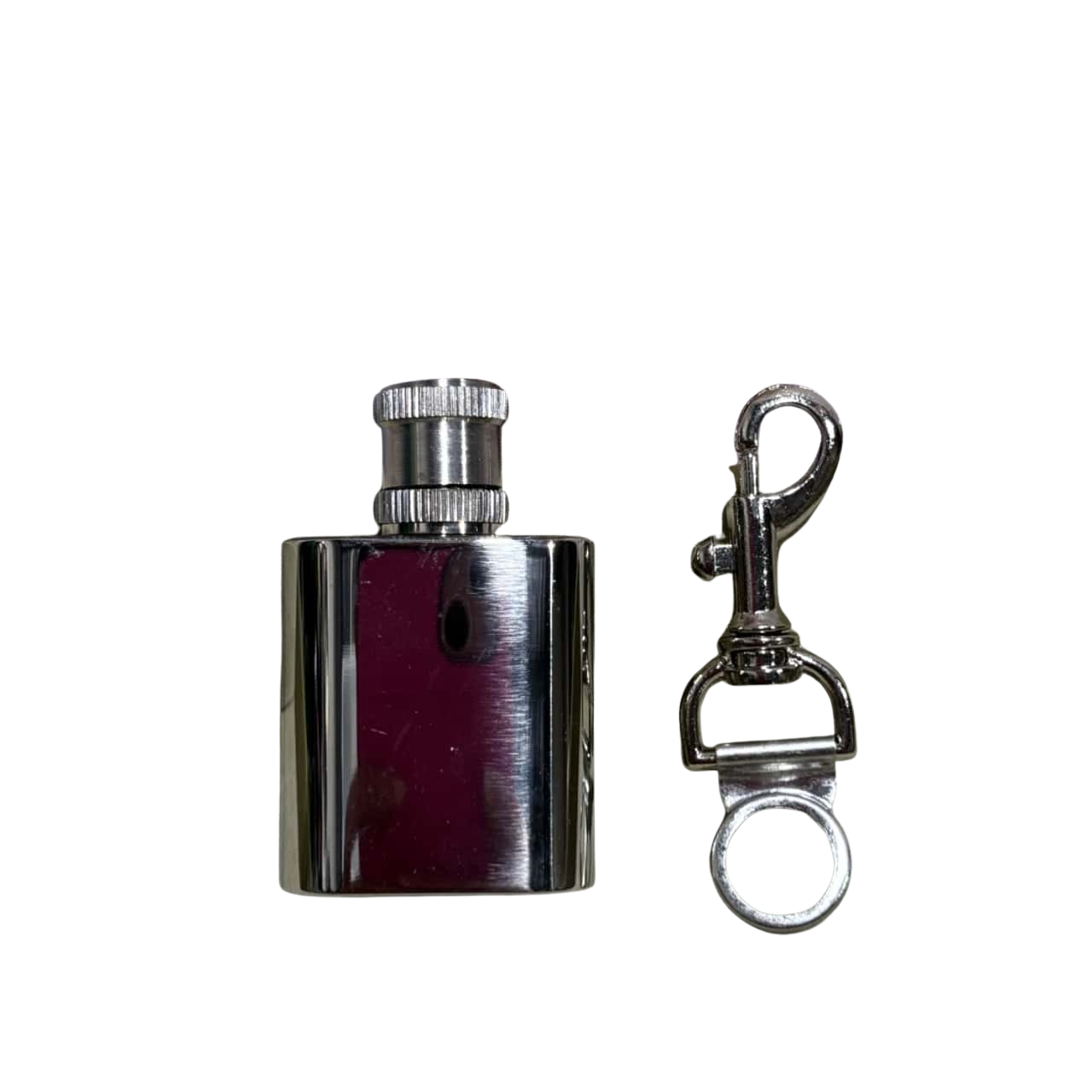 Stainless Steel 1 oz Pocket Size Flask with belt attachment Key Ring ...