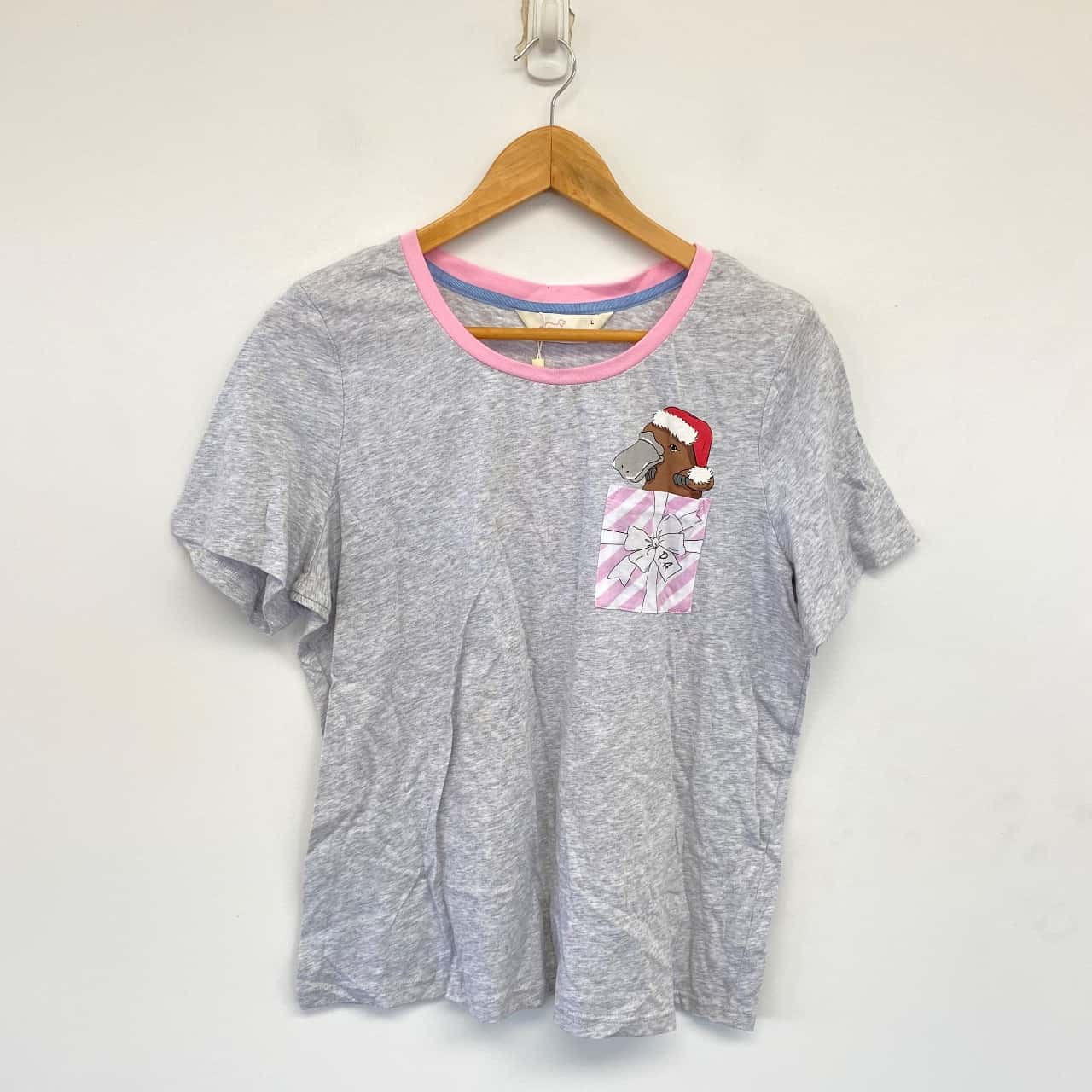 Peter Alexander Grey Marle Pyjama T-shirt Size L (s)