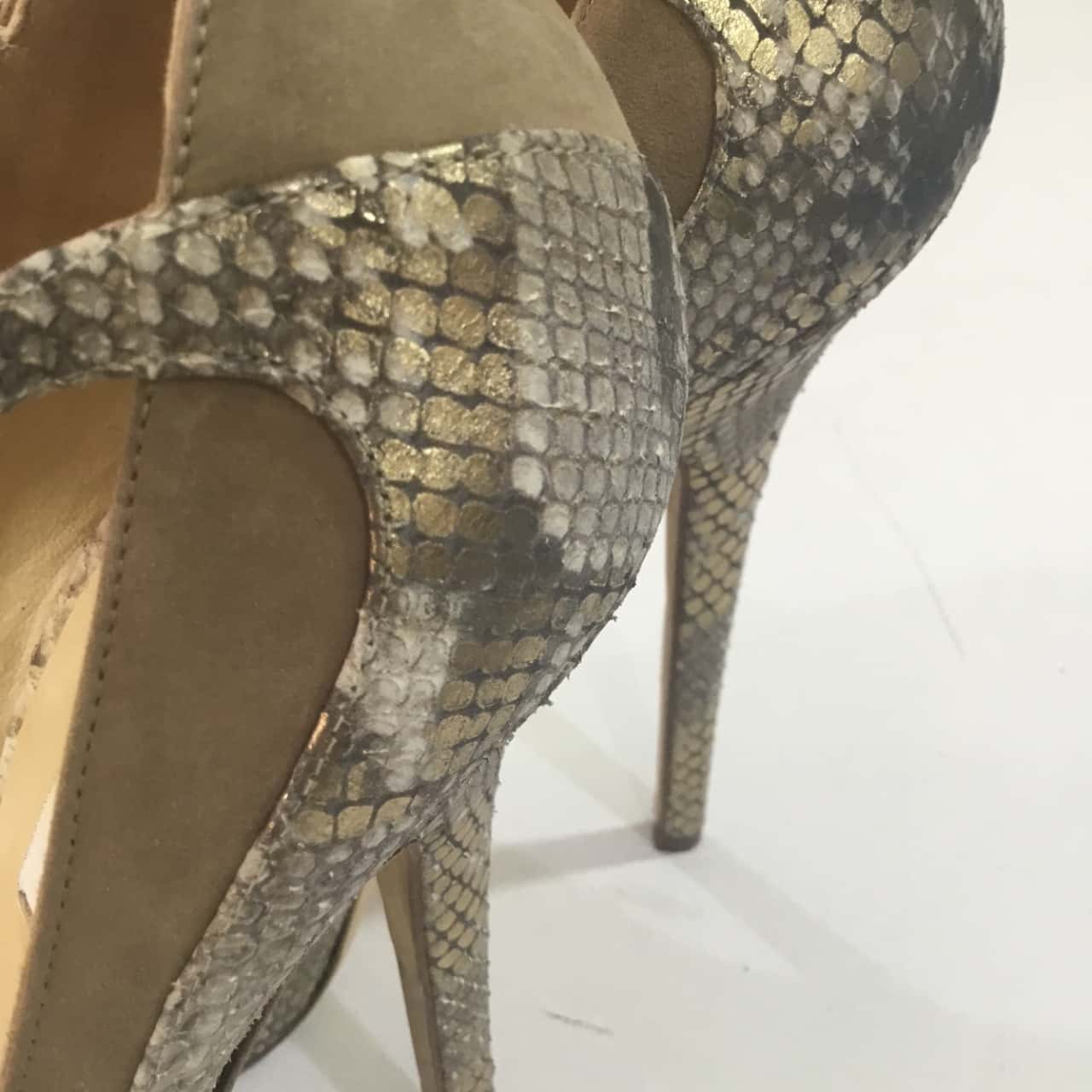 Jimmy Choo Suede Snake Print Sandals