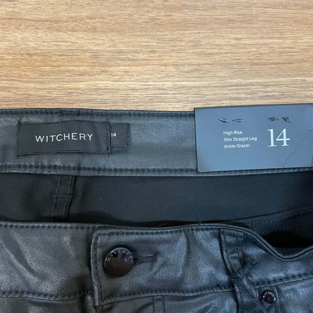 Witchery Black Coated Slim Straight Leg High Rise Ankle Grazer Denim ...