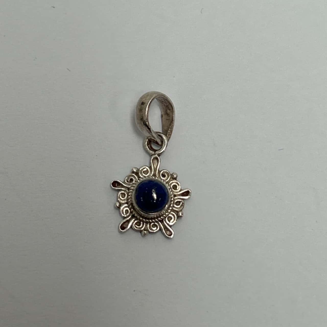 925 Stamped Blue Stone mini Pendant (s)